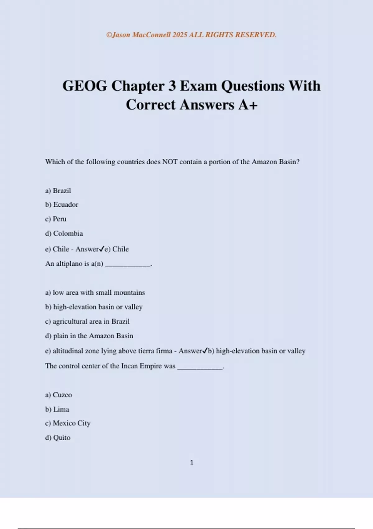 GEOG Chapter 3 Exam Questions With Correct Answers A+ - Geog - Stuvia US