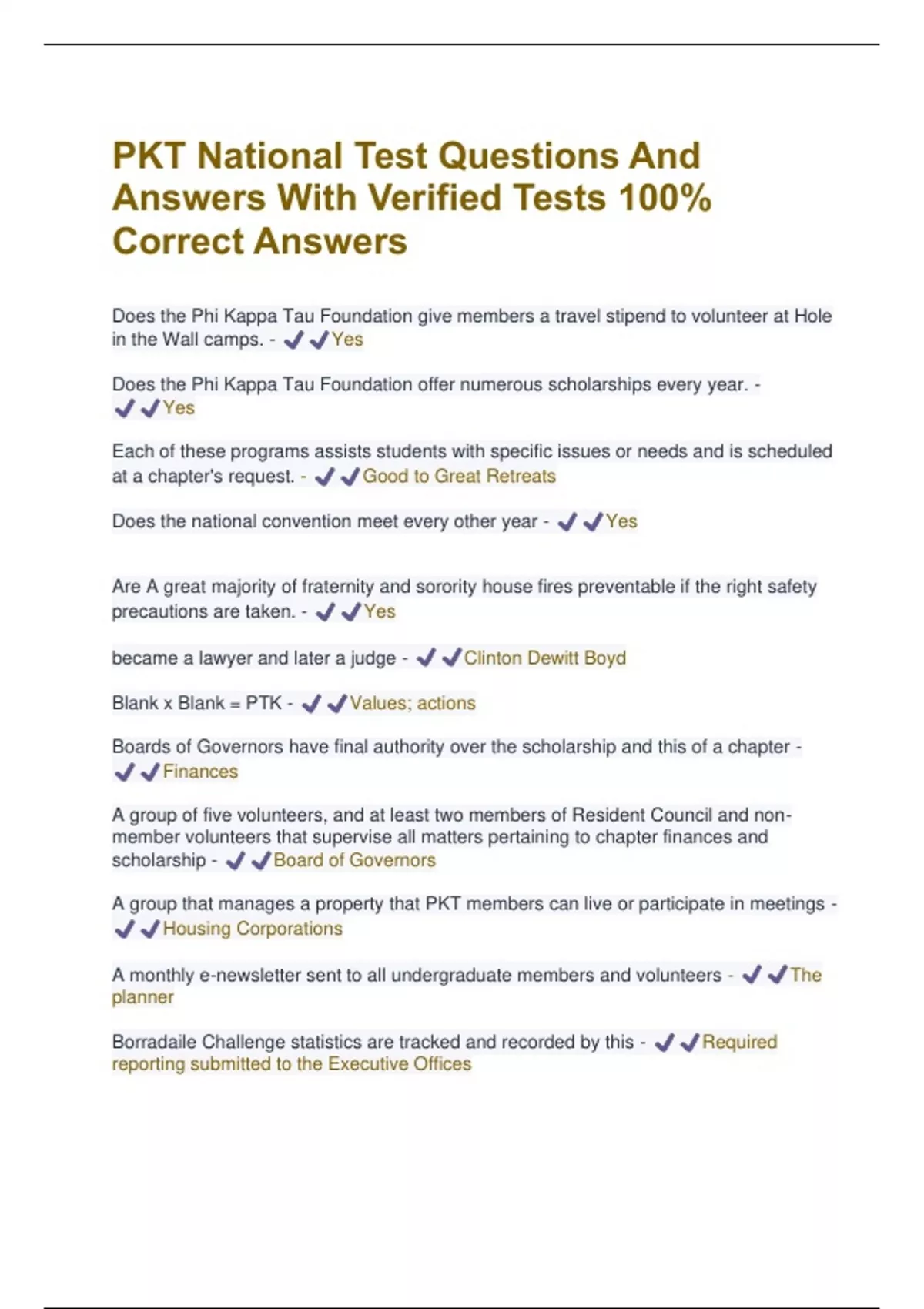 PKT National Test Questions And Answers With Verified Tests 100% ...