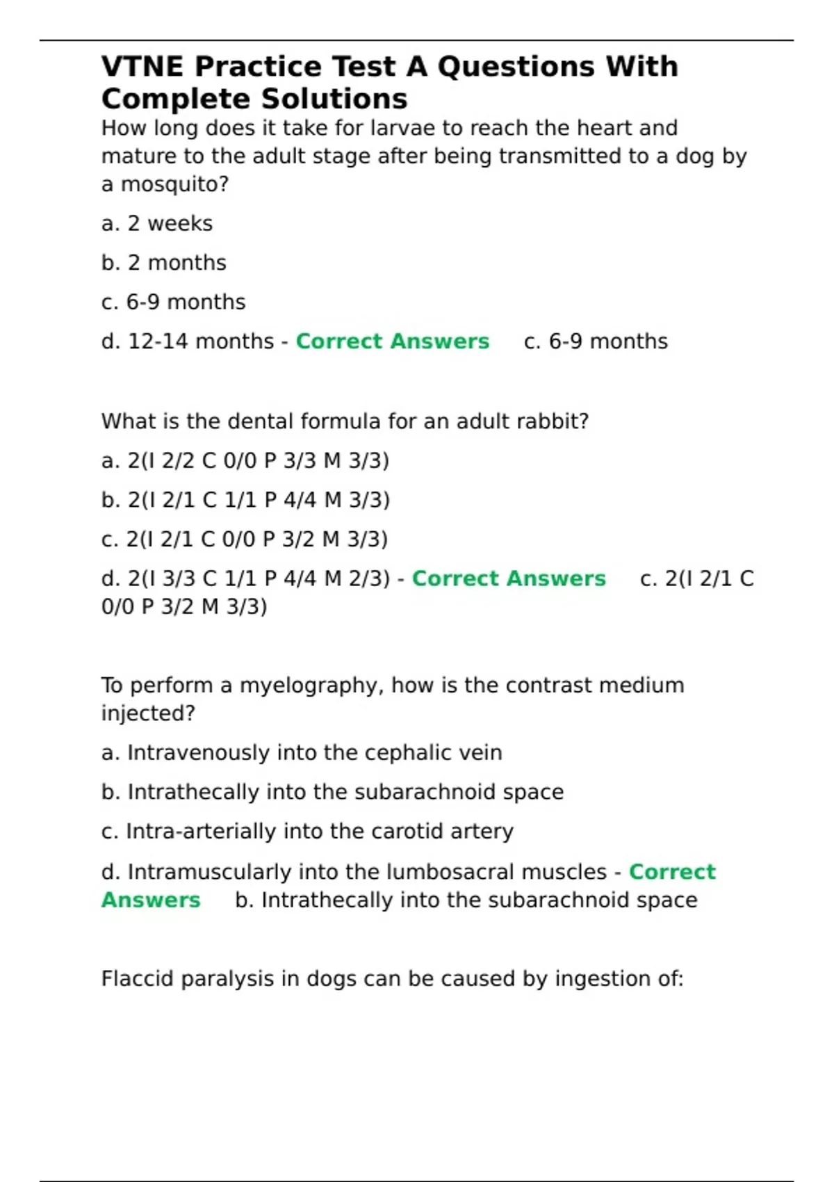 VTNE Practice Test A Questions With Complete Solutions - VTNE Practice ...