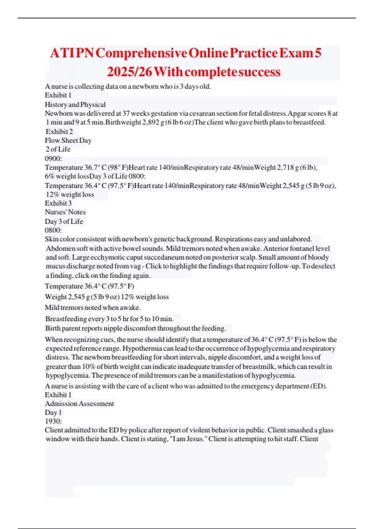 ATI PN Comprehensive Online Practice Exam 5 2025/26 With complete ...