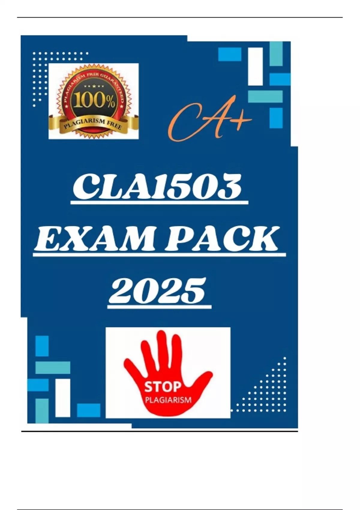 CLA1503 LATEST EXAM PACK - CLA1503 - Stuvia SA