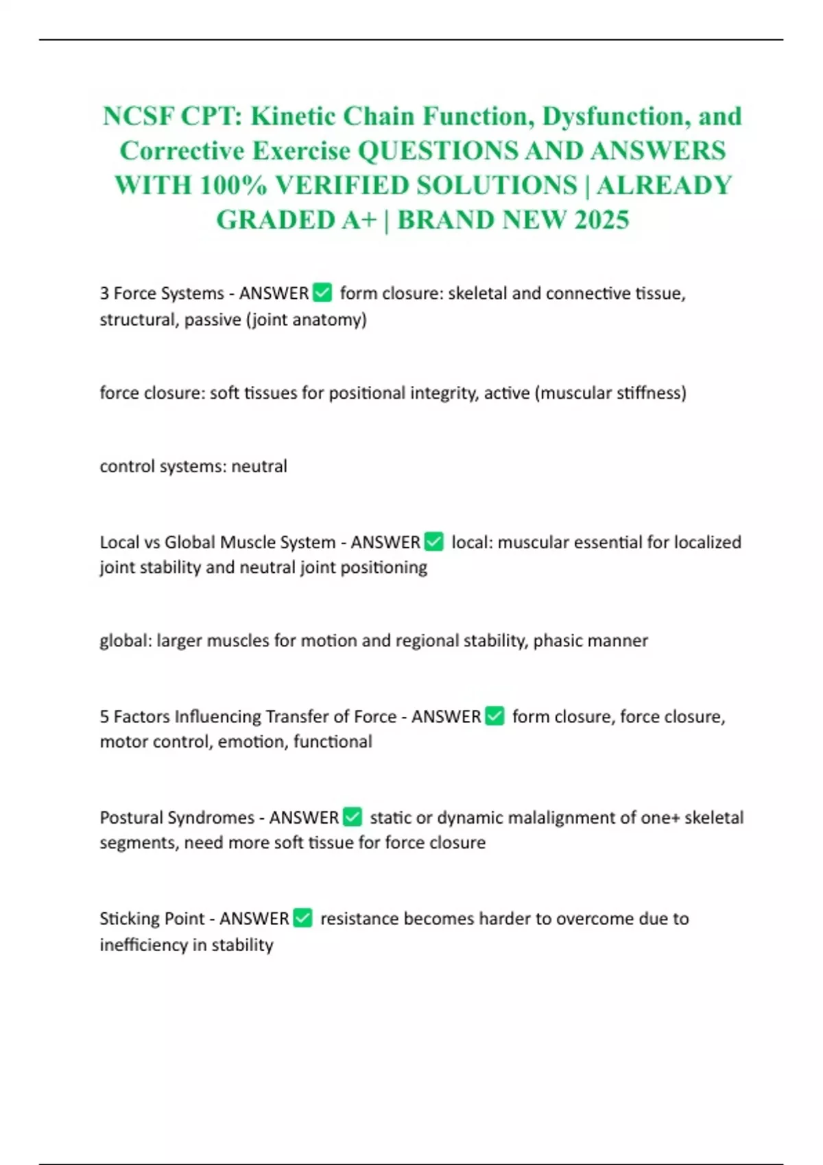 NCSF CPT: Kinetic Chain Function, Dysfunction, and Corrective Exercise ...