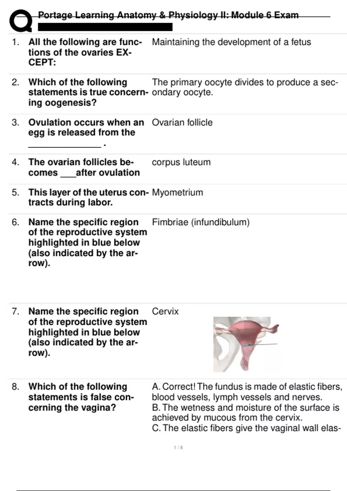MODULE 6 EXAM PORTAGE LEARNING ANATOMY & PHYSIOLOGY II: (2025 ...