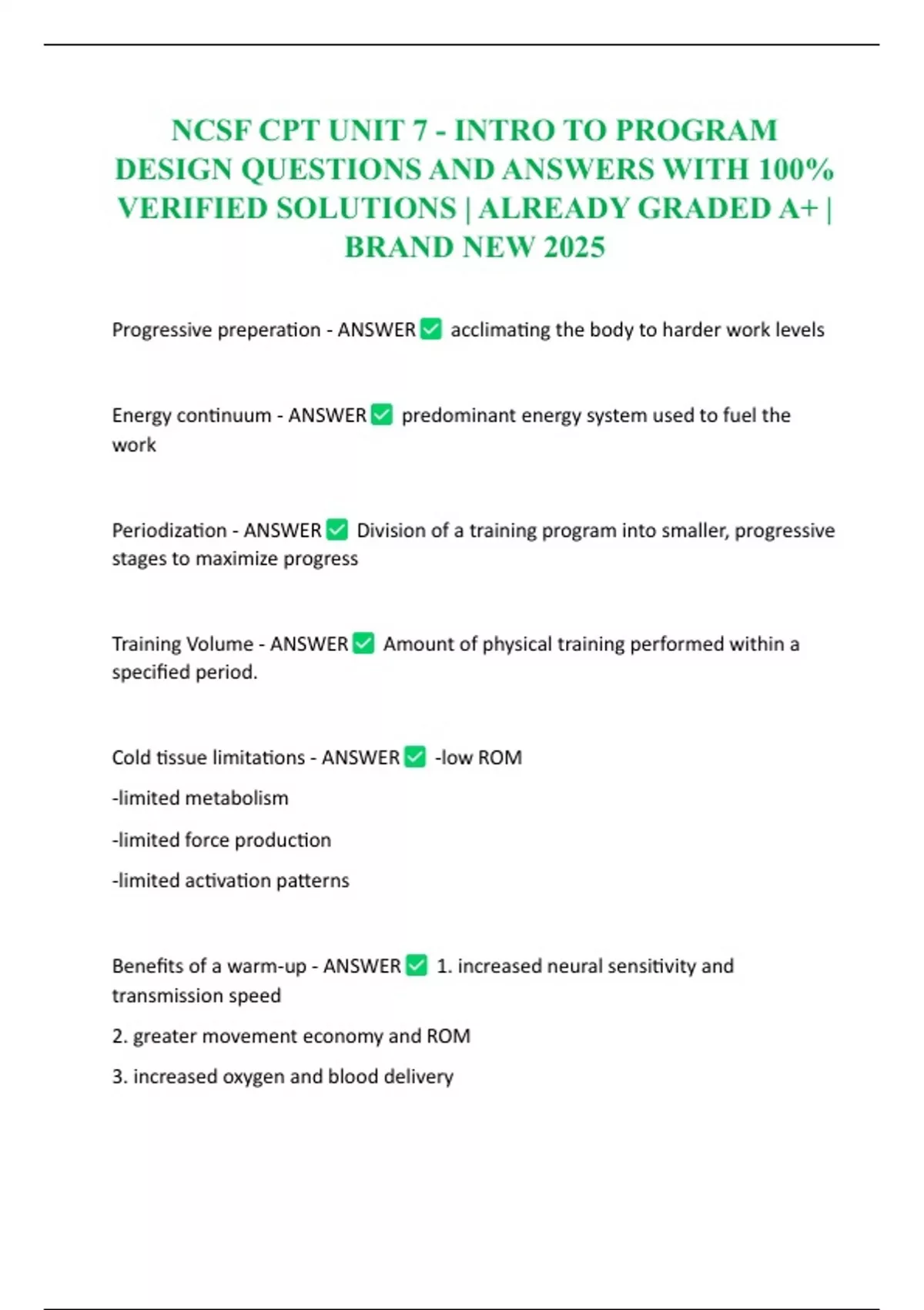 NCSF CPT UNIT 7 - INTRO TO PROGRAM DESIGN QUESTIONS AND ANSWERS WITH 100% VERIFIED SOLUTIONS ...