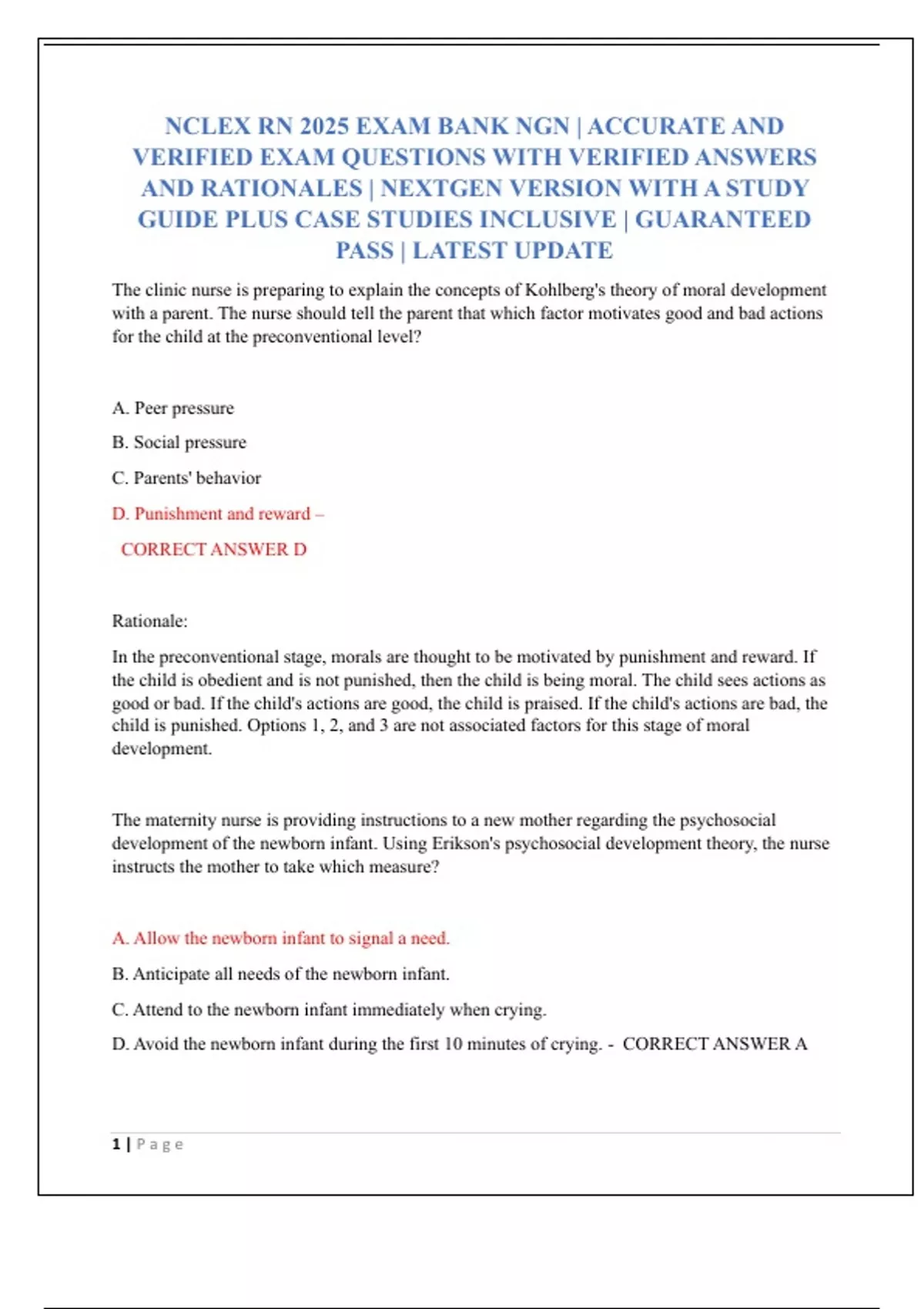 NCLEX RN 2025 EXAM BANK NGN | ACCURATE AND VERIFIED EXAM QUESTIONS WITH ...