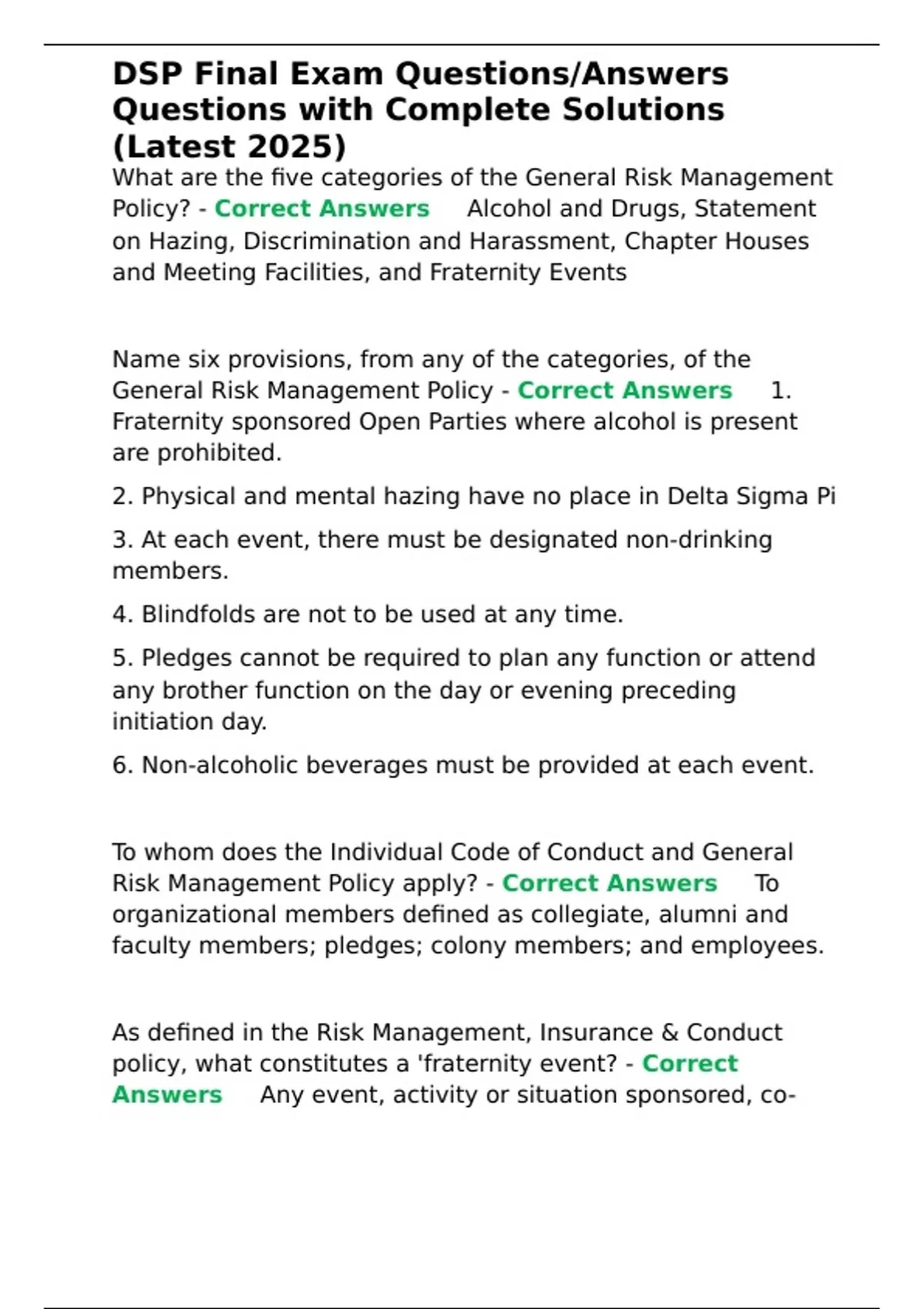 Dsp Final Exam Questions Answers Questions With Complete Solutions Latest 2025 Dsp Final Exam