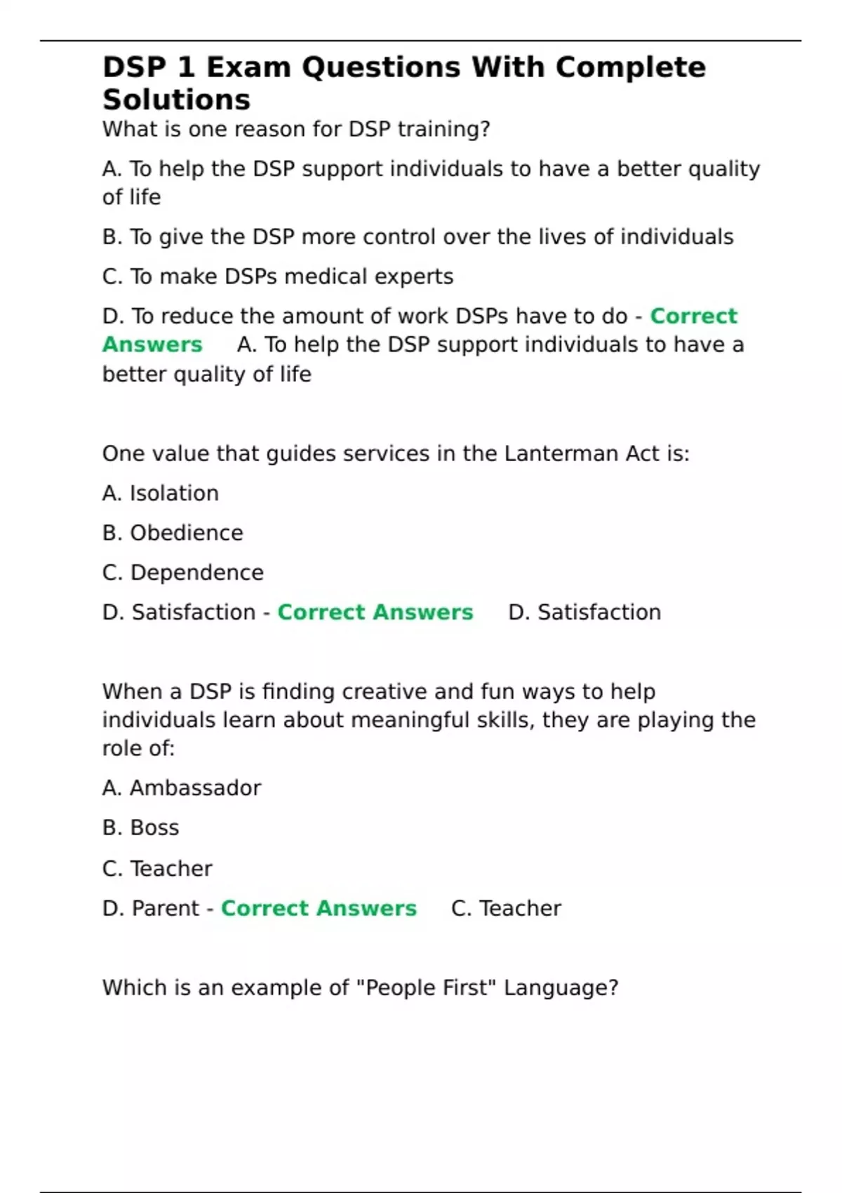 DSP 1 Exam Questions With Complete Solutions - DSP Prctice - Stuvia US