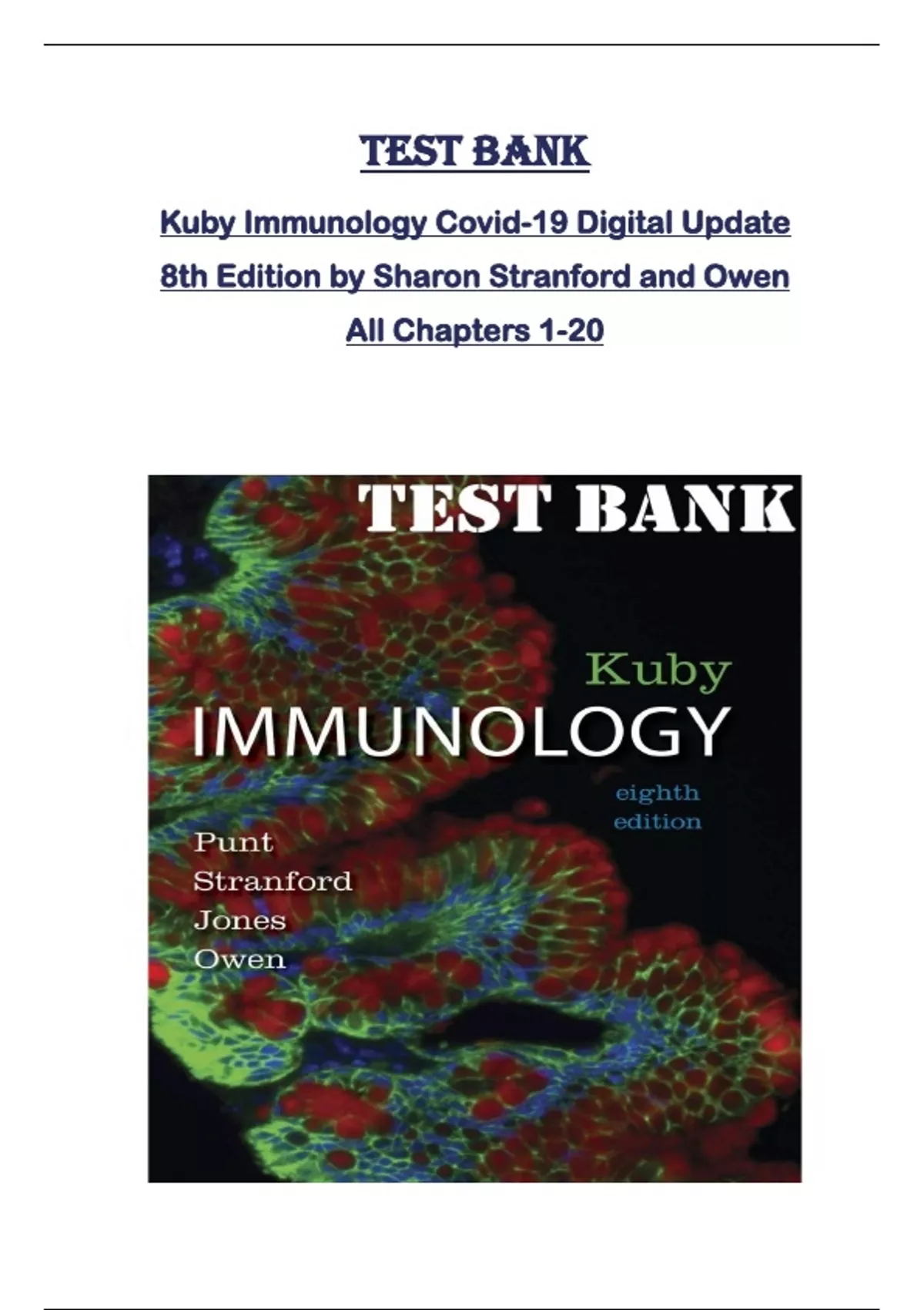 Test Bank for Kuby Immunology Covid-19 Digital Update 8th Edition by ...