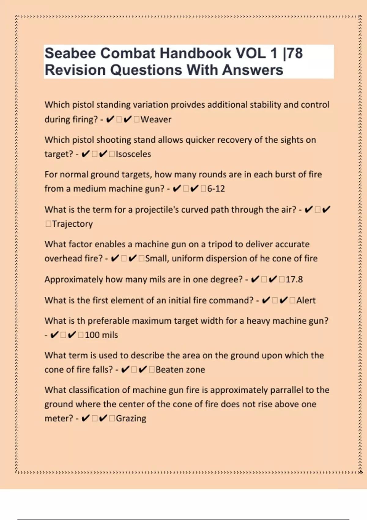 Seabee Combat Handbook VOL 1 |78 Revision Questions With Answers|2025/ ...