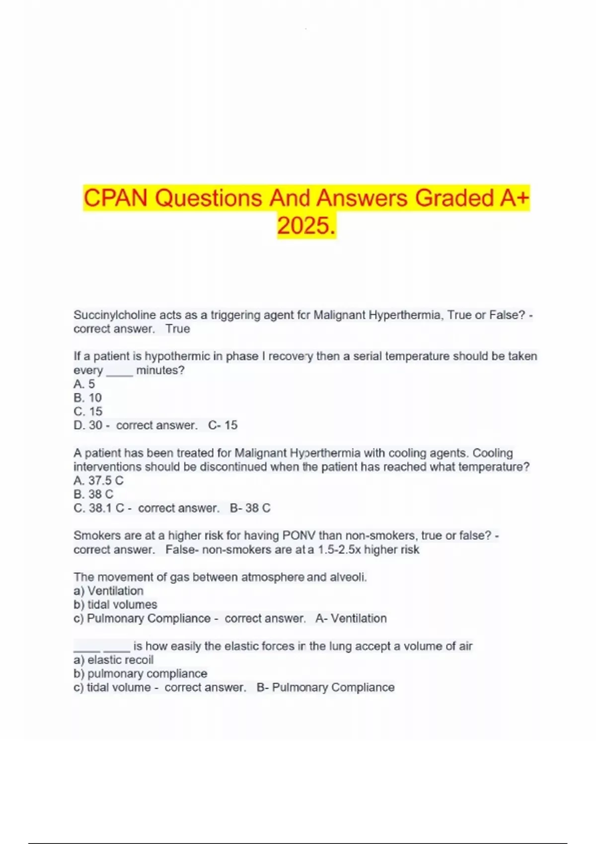 Cpan Questions And Answers Graded A 2025 Cpan Stuvia Us