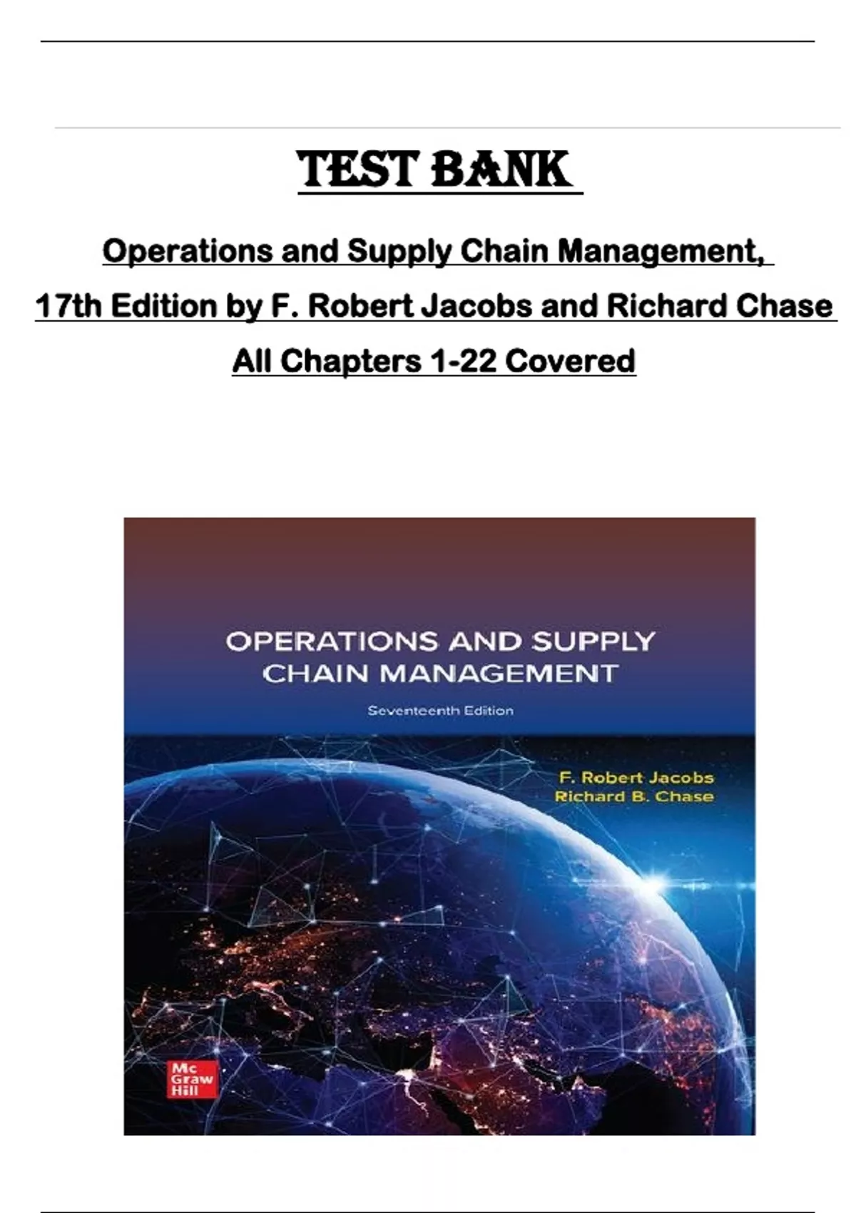 TEST BANK for Operations and Supply Chain Management, 17th Edition by F ...