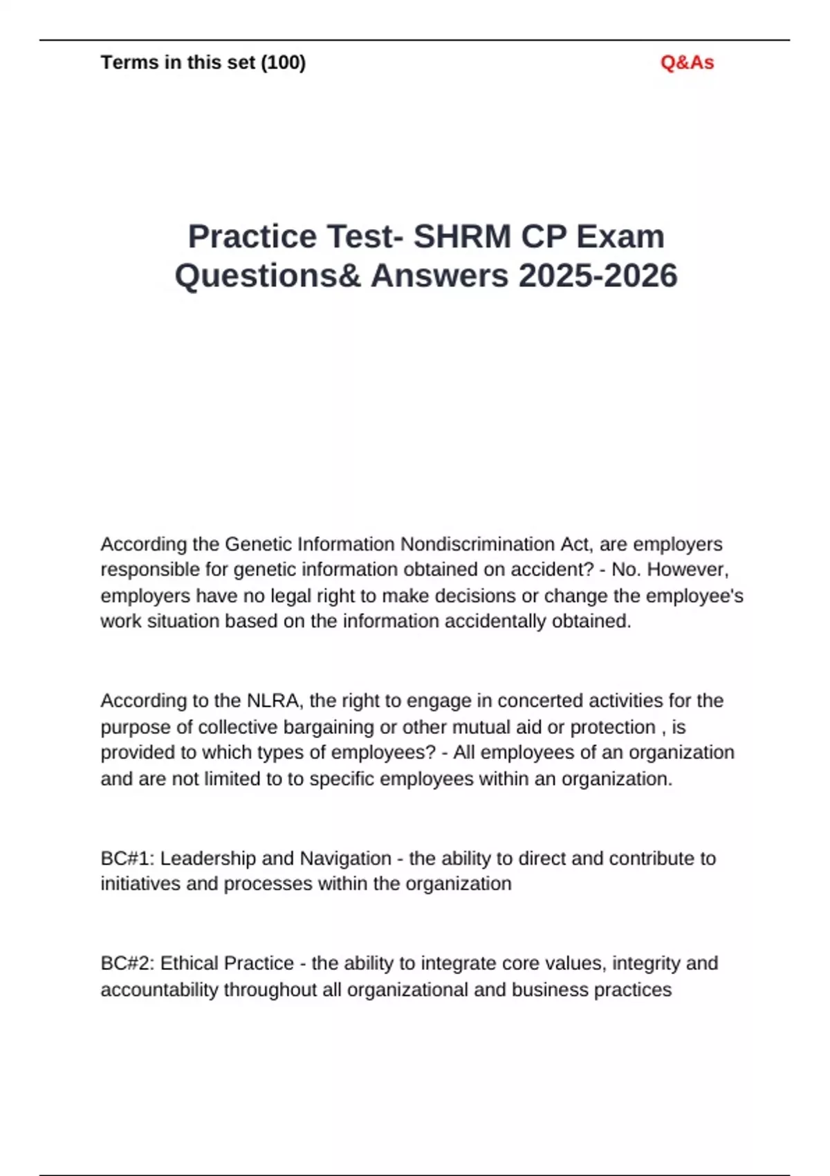 Practice Test- SHRM CP Exam Questions& Answers - SHRM-CP - SHRM ...