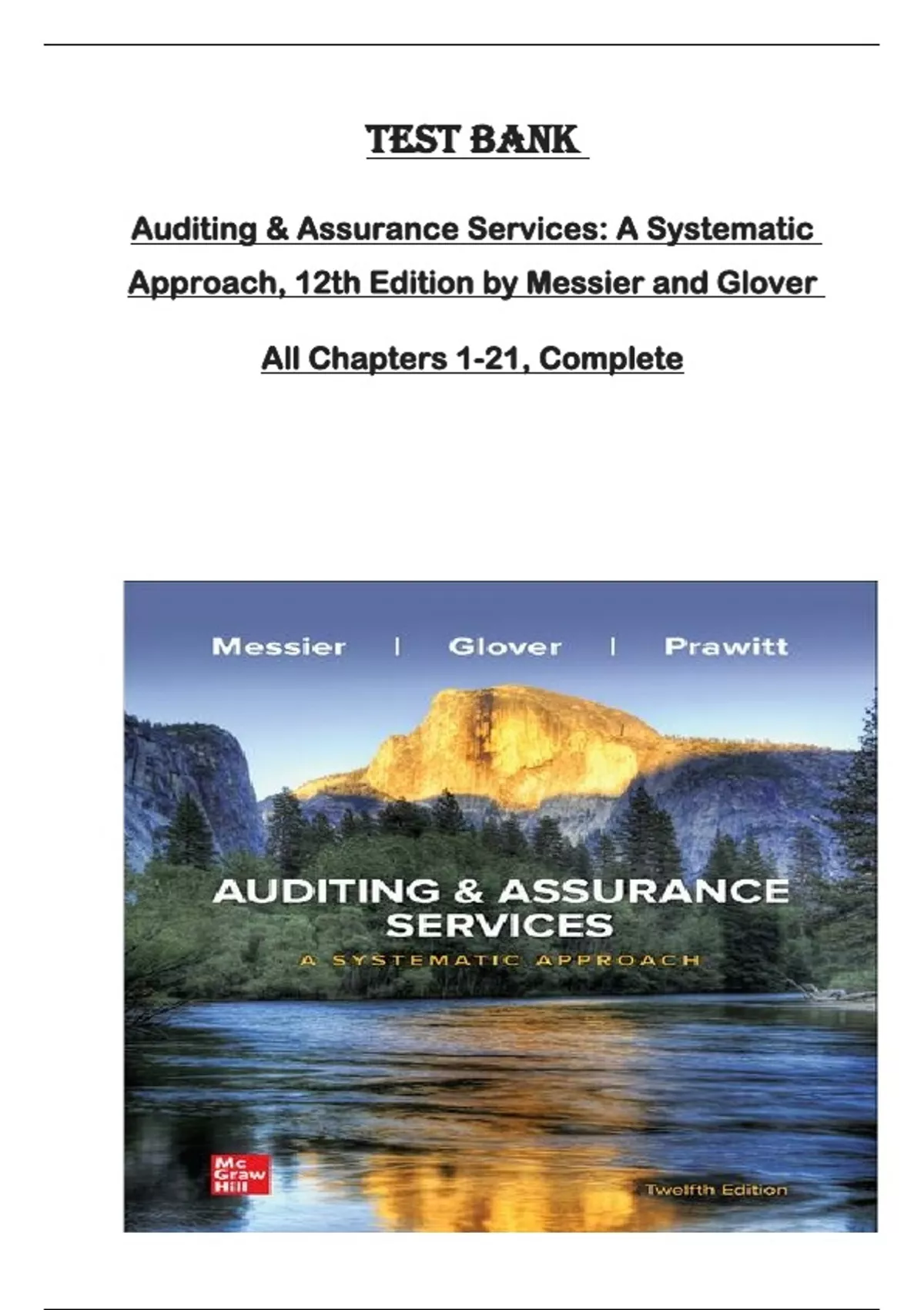 TEST BANK for Auditing & Assurance Services: A Systematic Approach ...