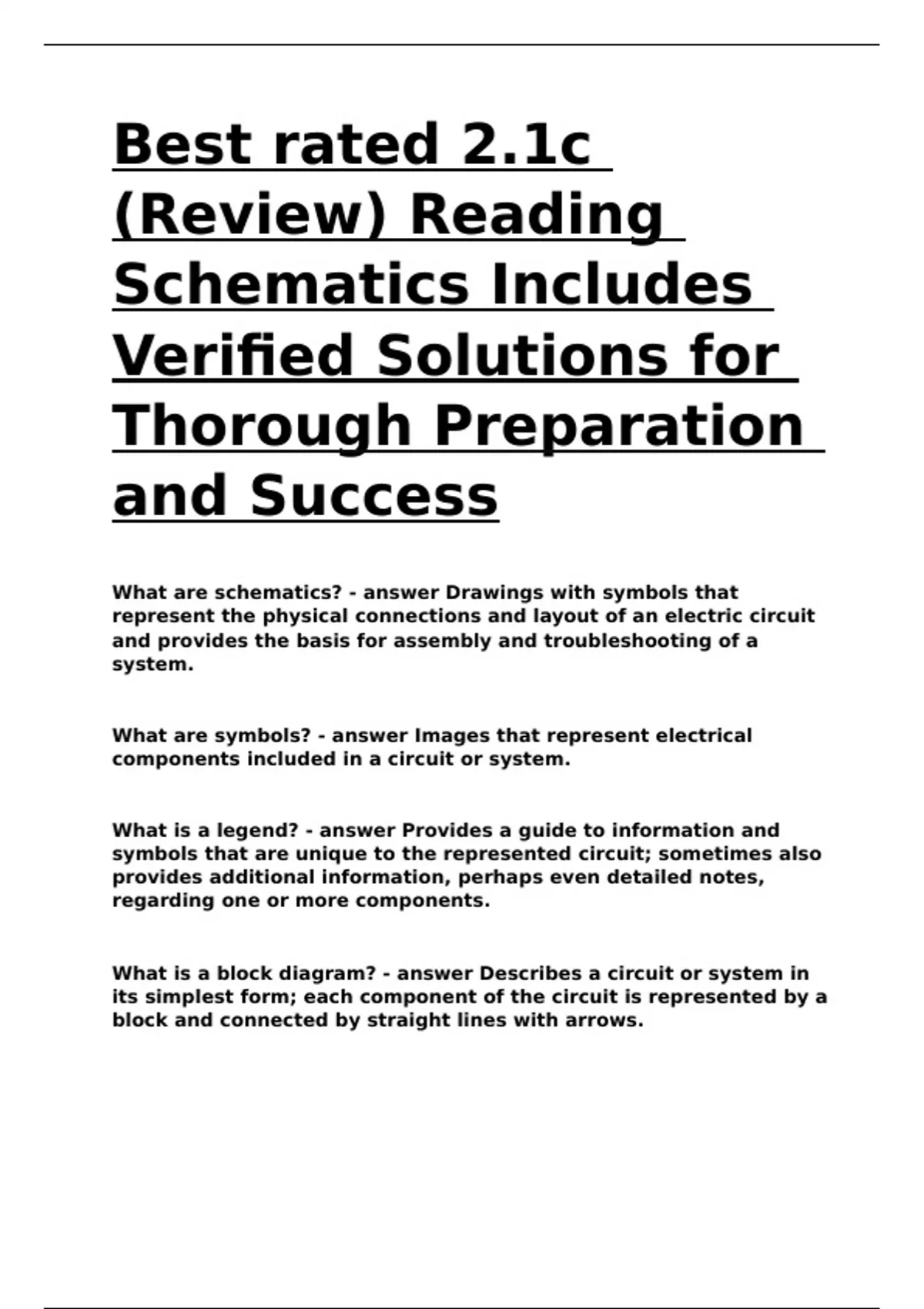 Best rated 2.1c (Review) Reading Schematics Includes Verified Solutions for Thorough Preparation ...