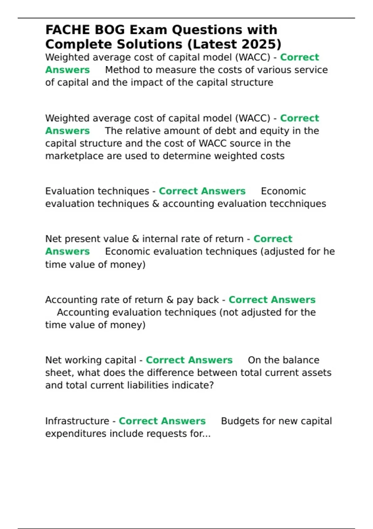 FACHE BOG Exam Questions with Complete Solutions (Latest 2025) - FACHE ...