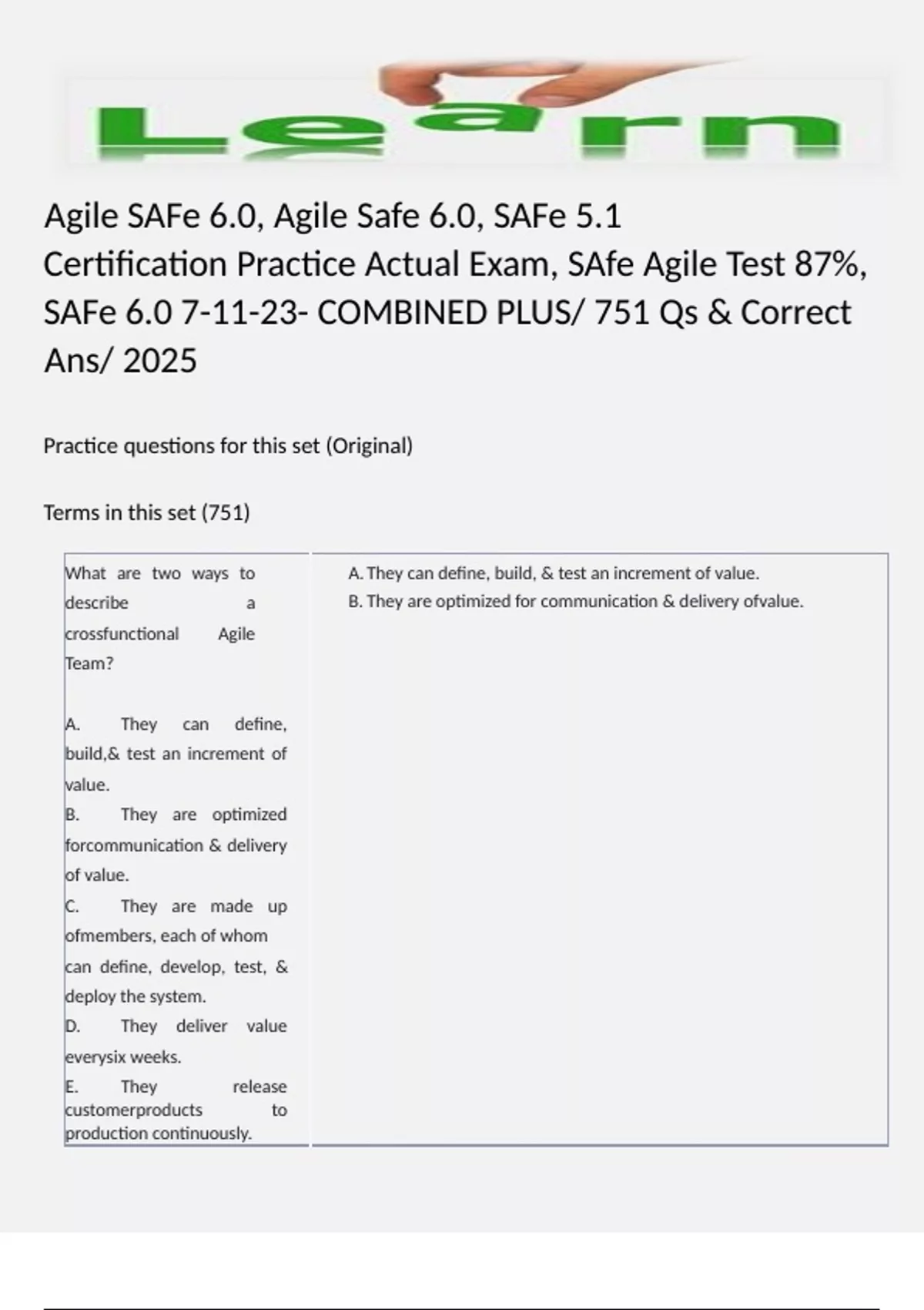 Agile Safe 6 0 Agile Safe 6 0 Safe 5 1 Certification Practice Actual Exam Safe Agile Test 87