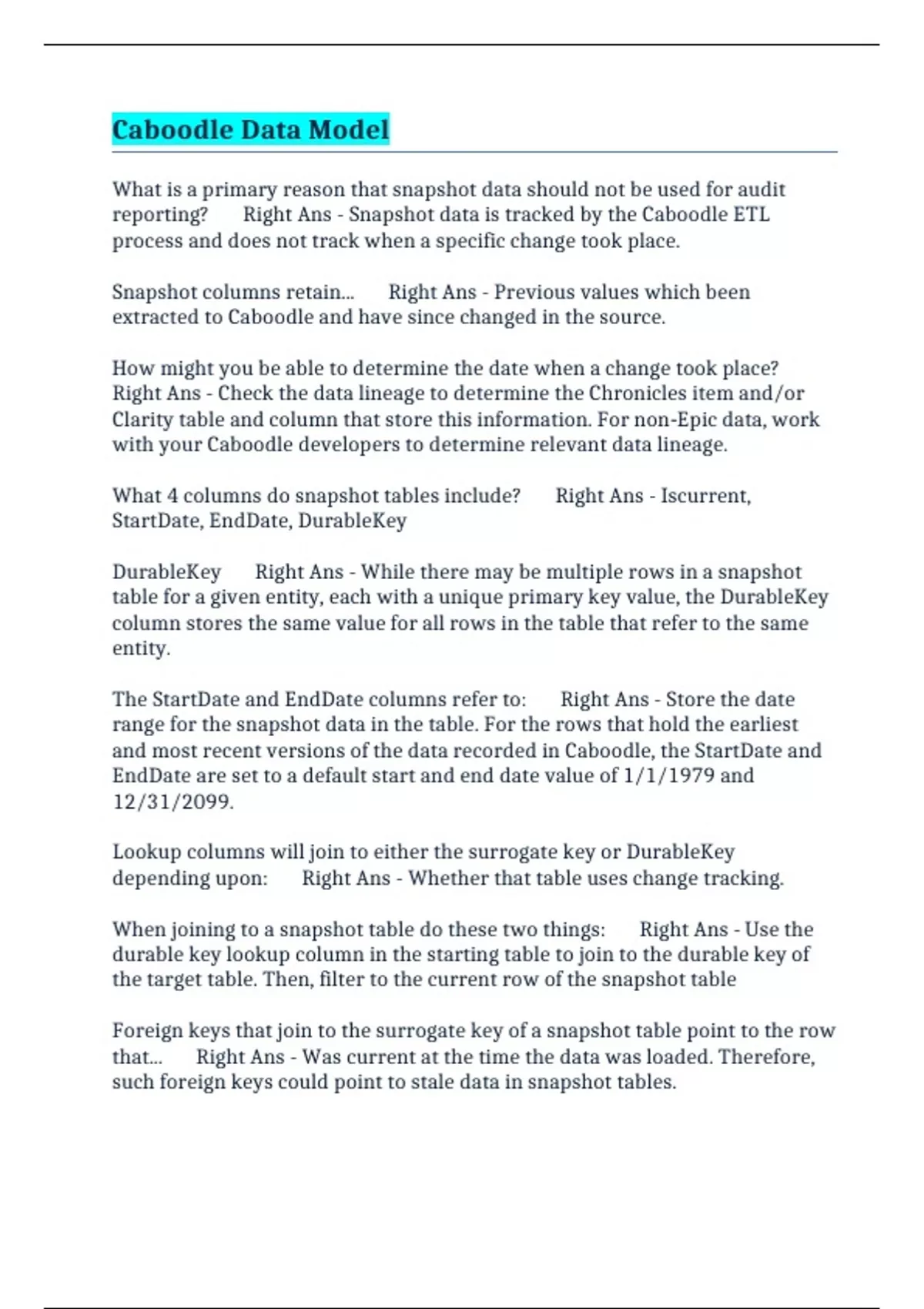 Caboodle Data Model - CDW110 - Stuvia US