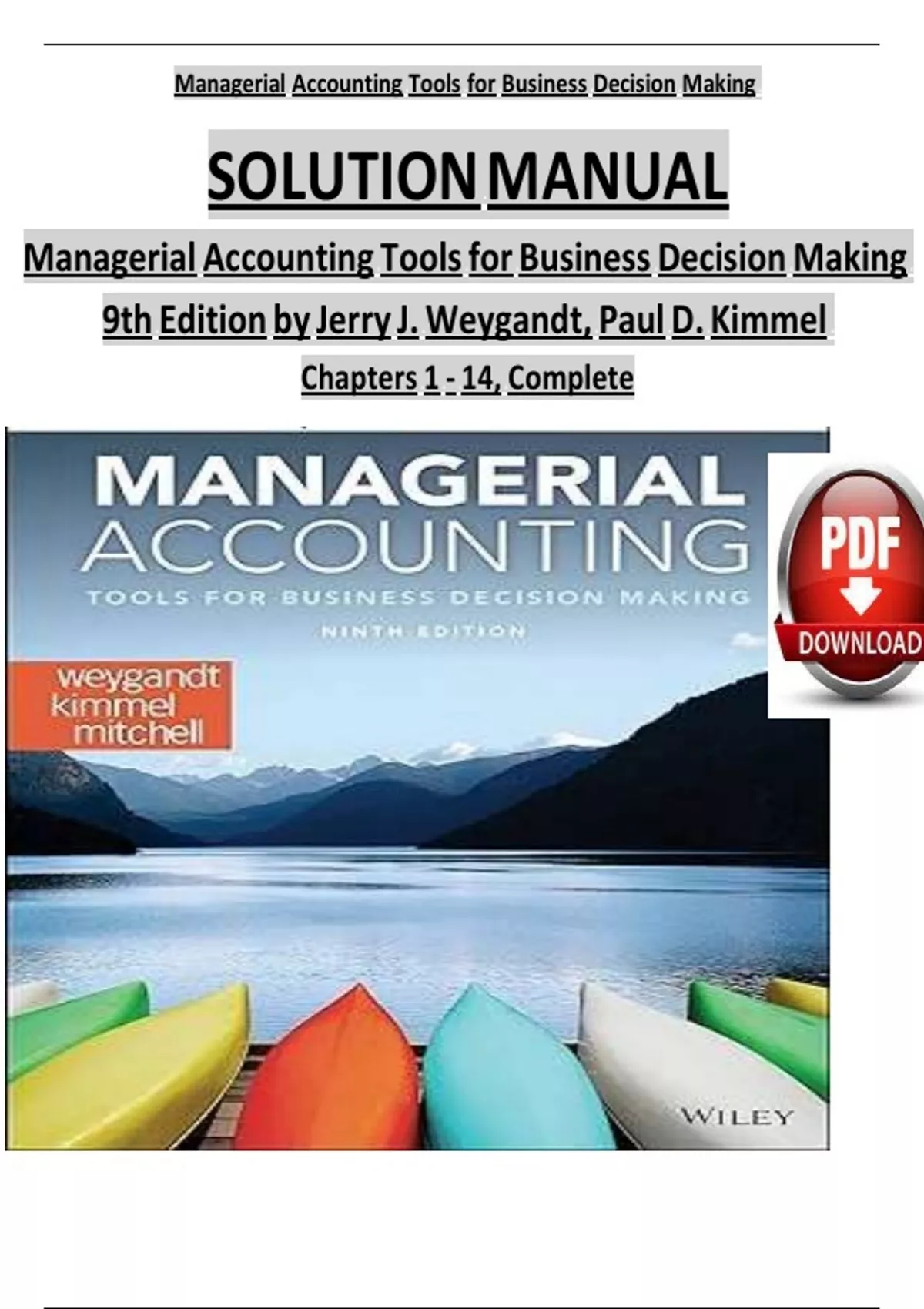 SOLUTION MANUAL Managerial Accounting Tools for Business Decision ...