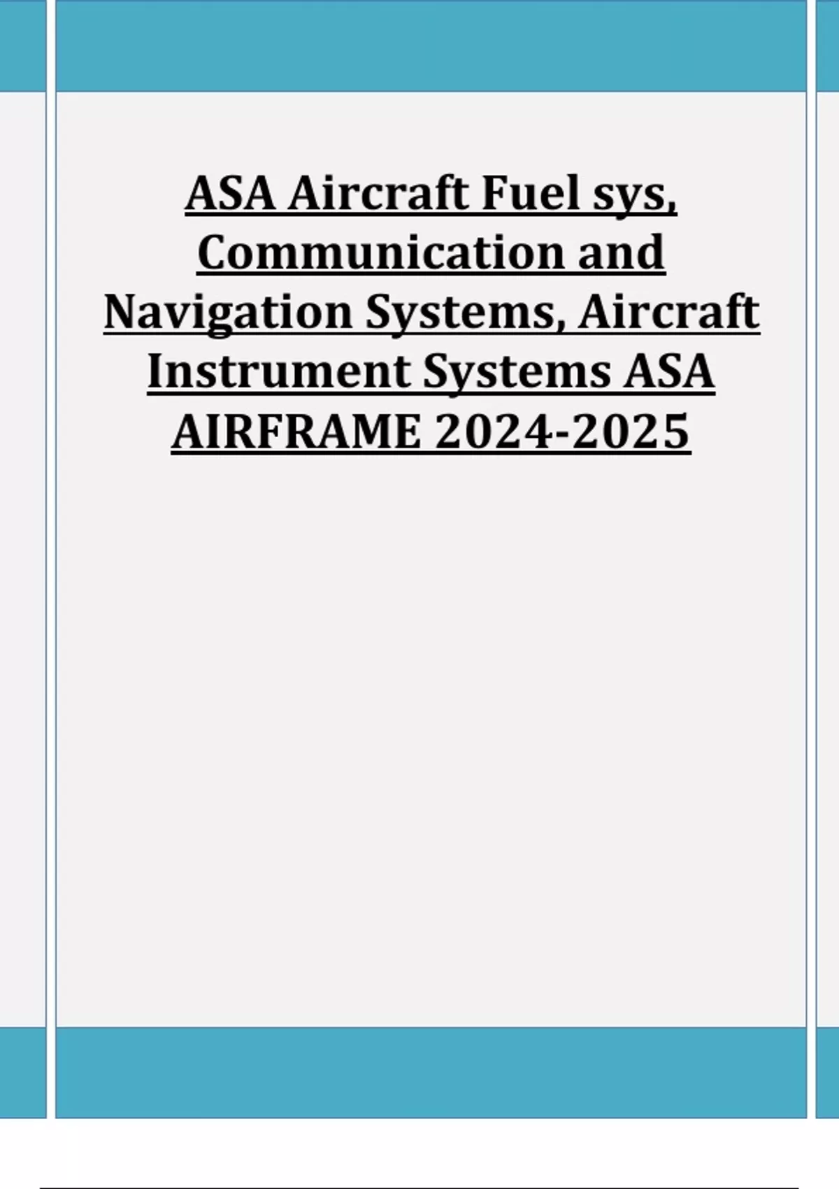 ASA Aircraft Fuel sys, Communication and Navigation Systems, Aircraft ...