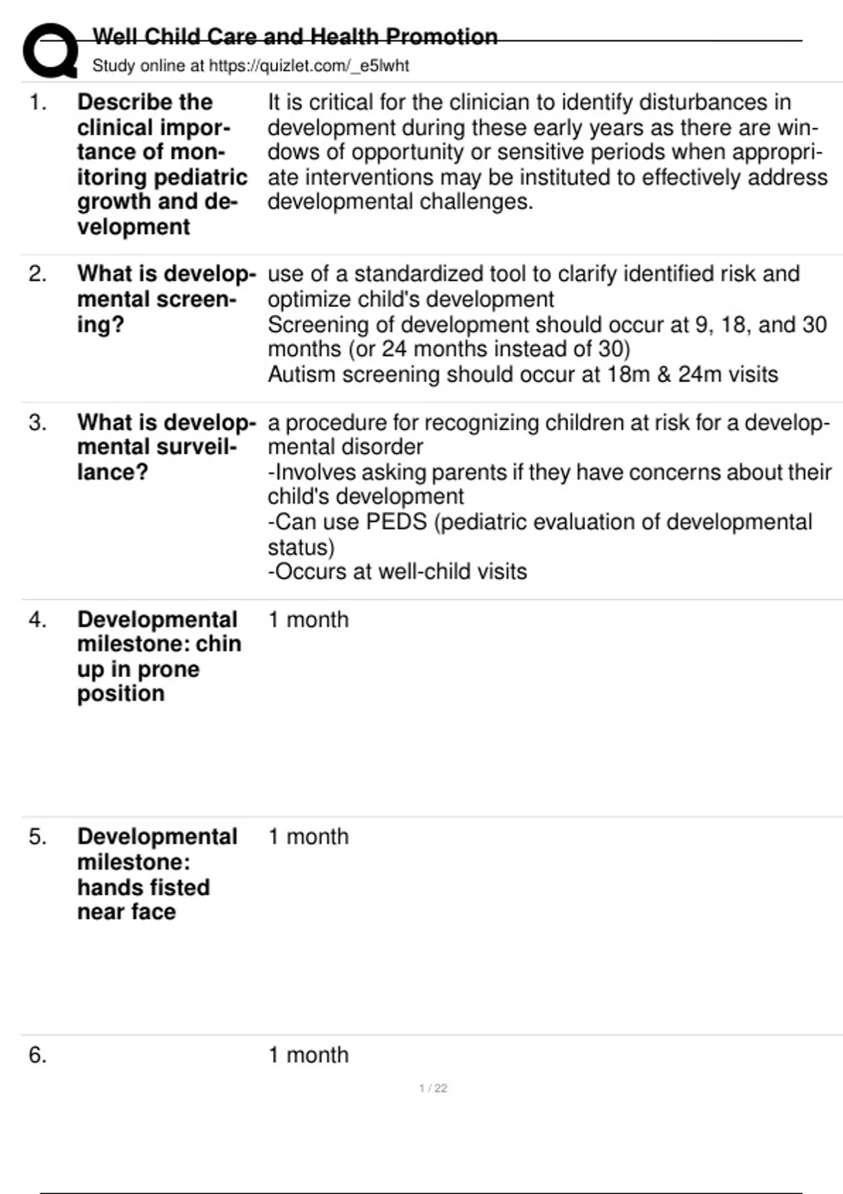 PNP Cert Health Promotion & Well Child Care: Review Questions With ...