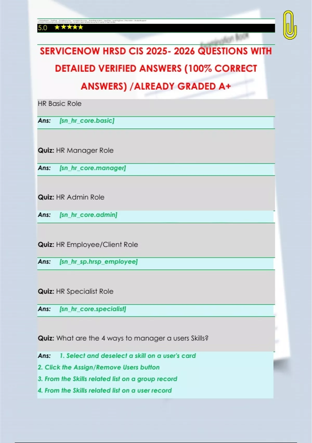 SERVICENOW HRSD CIS QUESTIONS WITH DETAILED VERIFIED ANSWERS (100% ...
