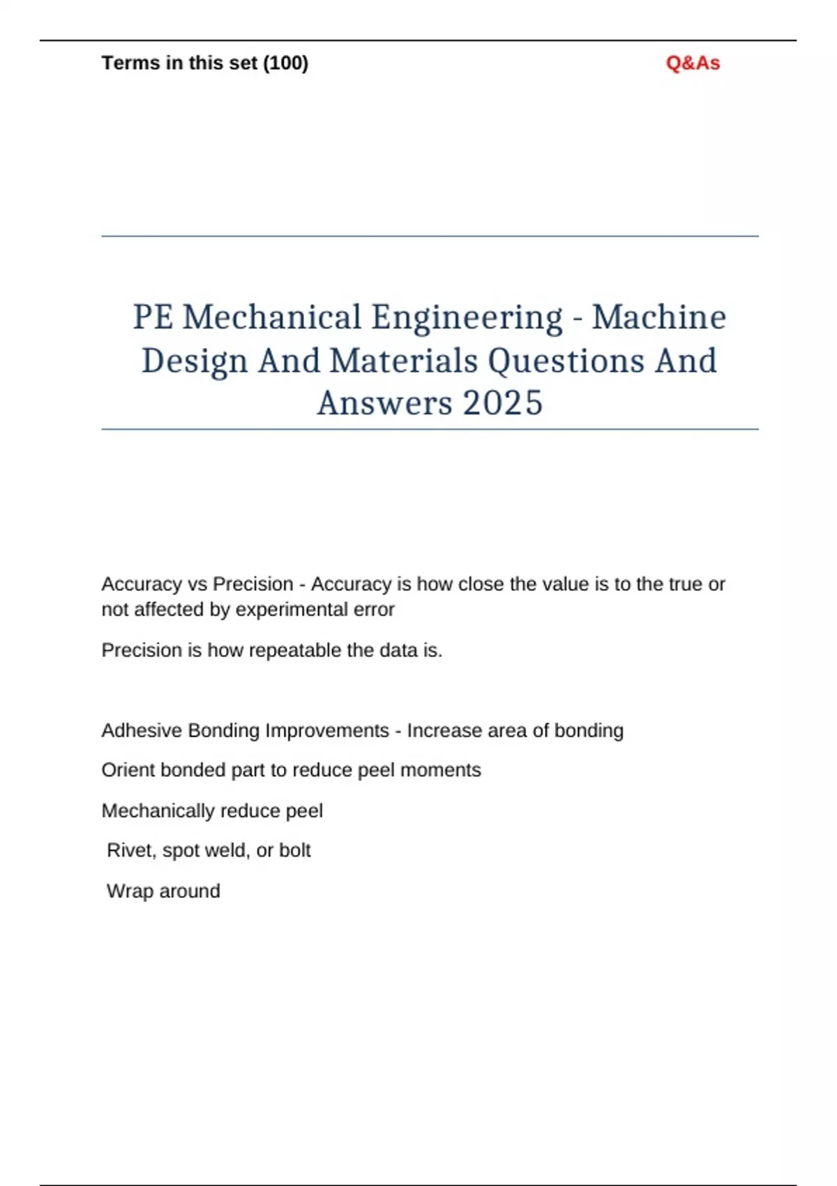 PE Mechanical Engineering - Machine Design And Materials Questions And Answers 2025 - Mechanical ...