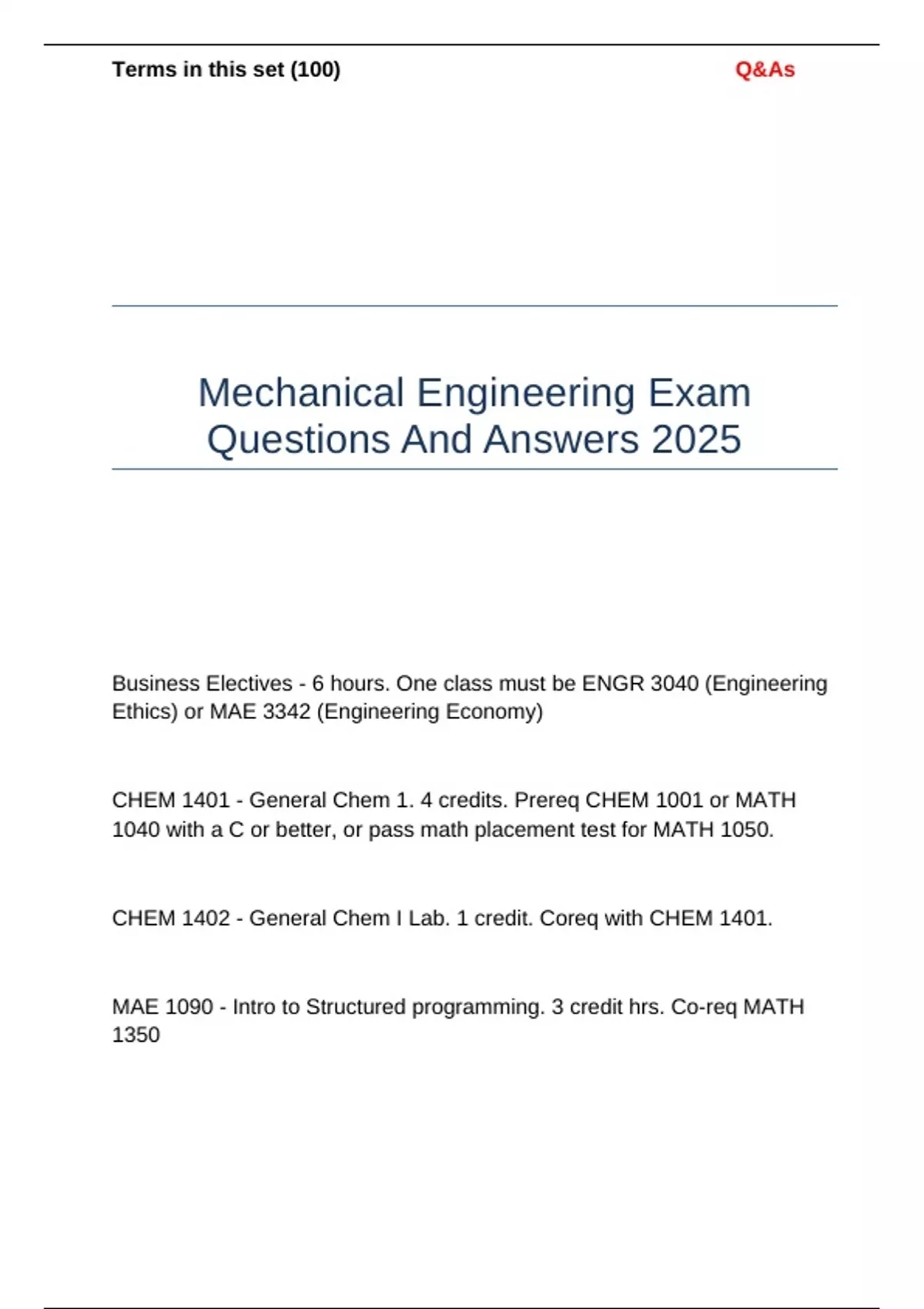 Mechanical Engineering Exam Questions And Answers 2025 - Mechanical ...