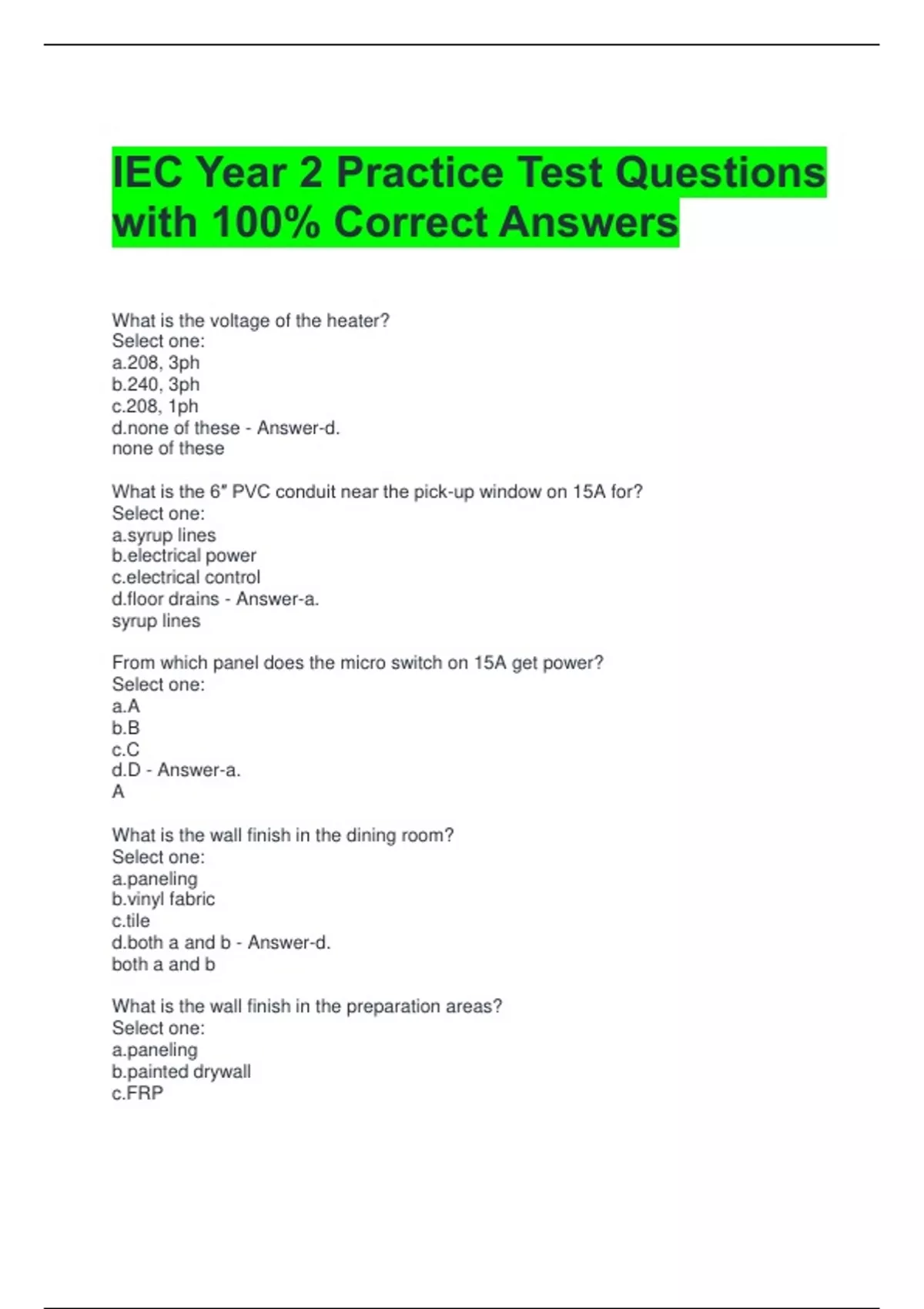 IEC Year 2 Practice Test Questions with 100% Correct Answers - IEC ...