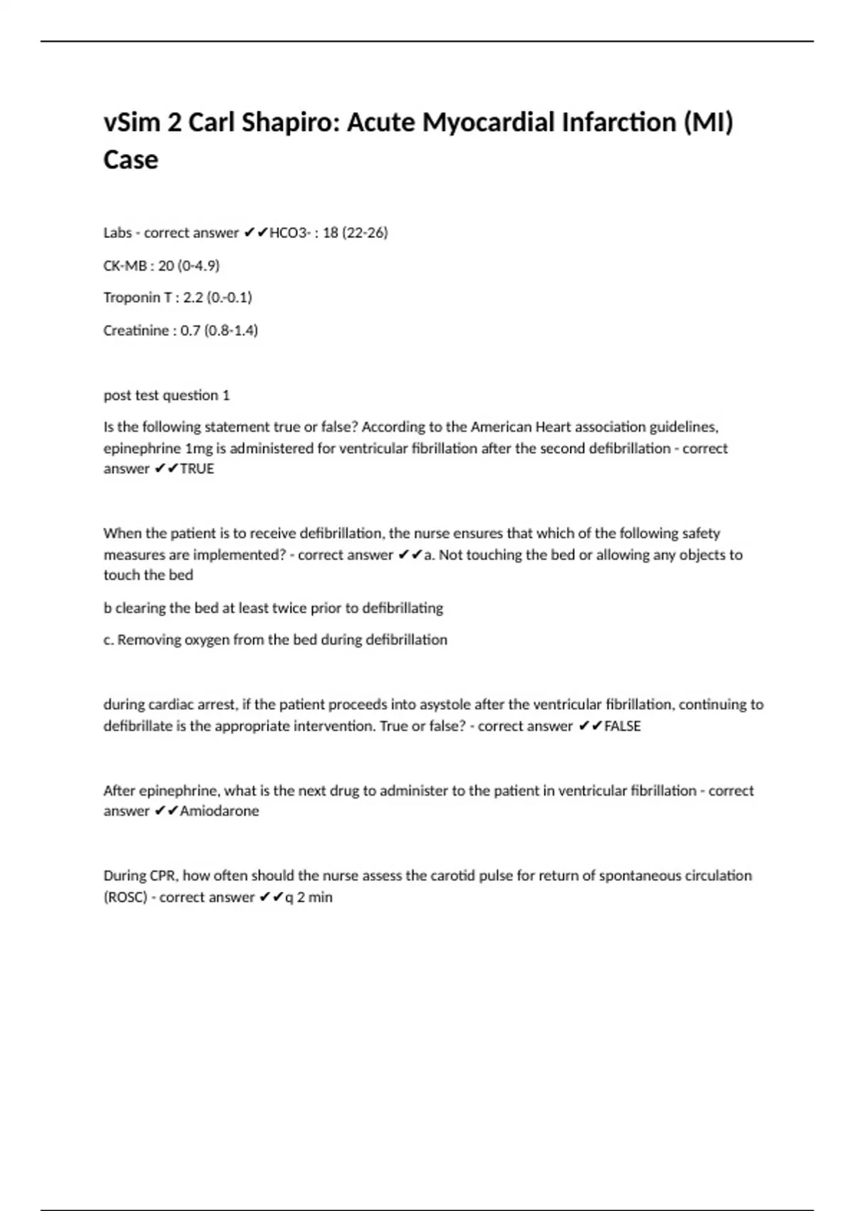 vSim 2 Carl Shapiro: Acute Myocardial Infarction (MI) Case - Carl ...