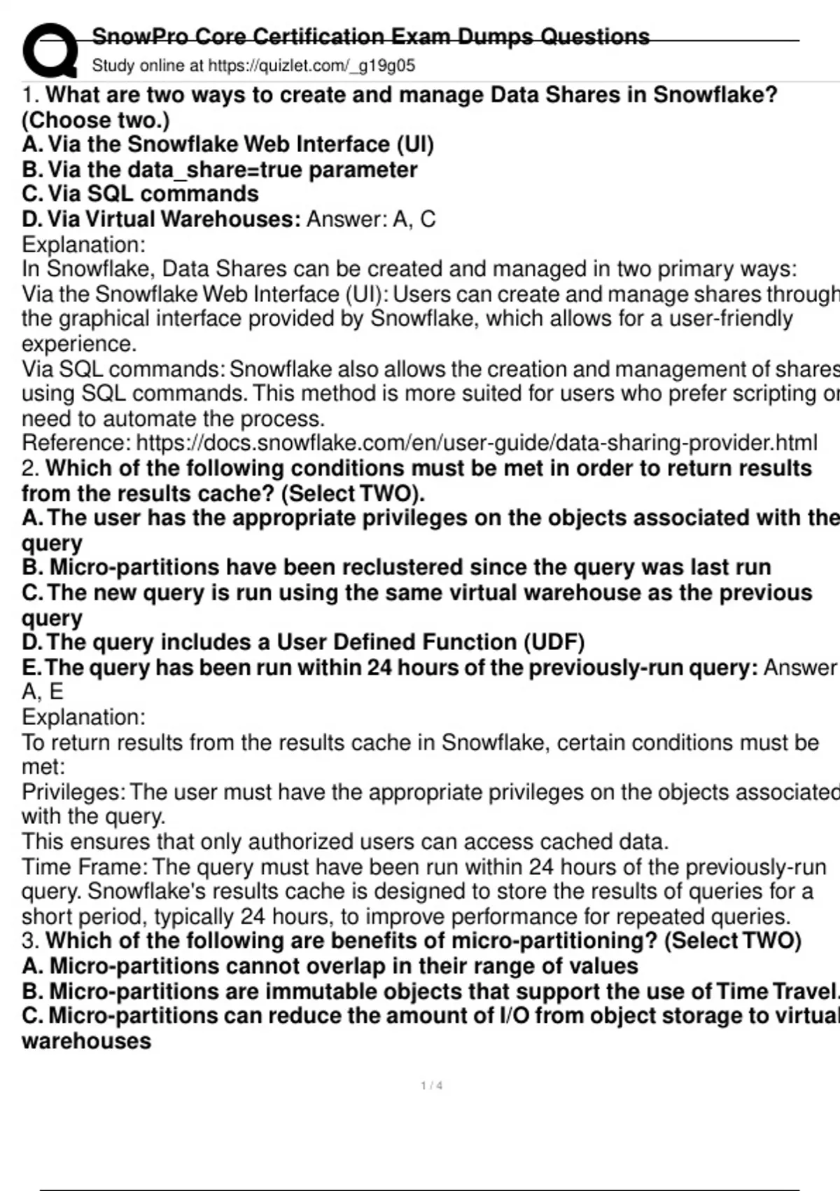 SnowPro Core Certification Exam Questions 2025 - SnowPro Core ...
