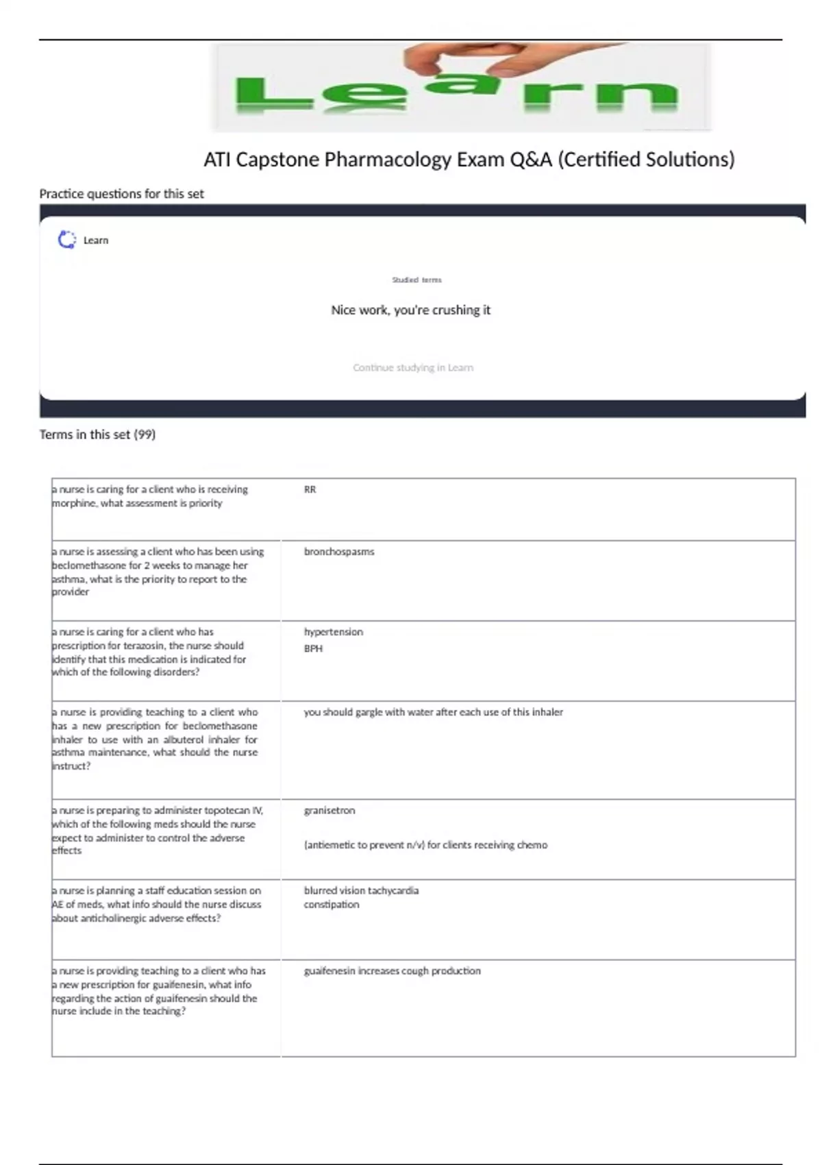 ATI Capstone Pharmacology Exam Q&A (Certified Solutions) - ATI Capstone ...