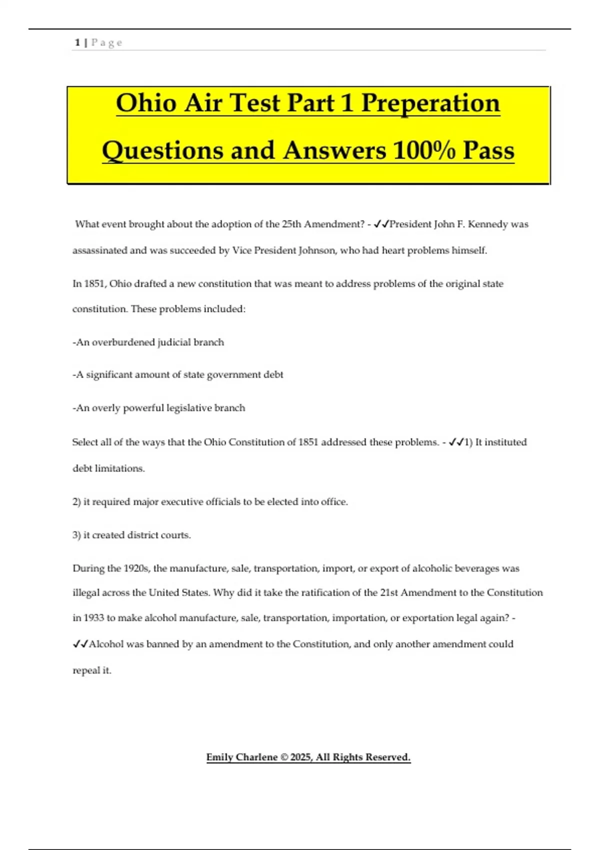 Ohio Air Test Part 1 Preperation Questions and Answers 100% Pass - Ohio ...