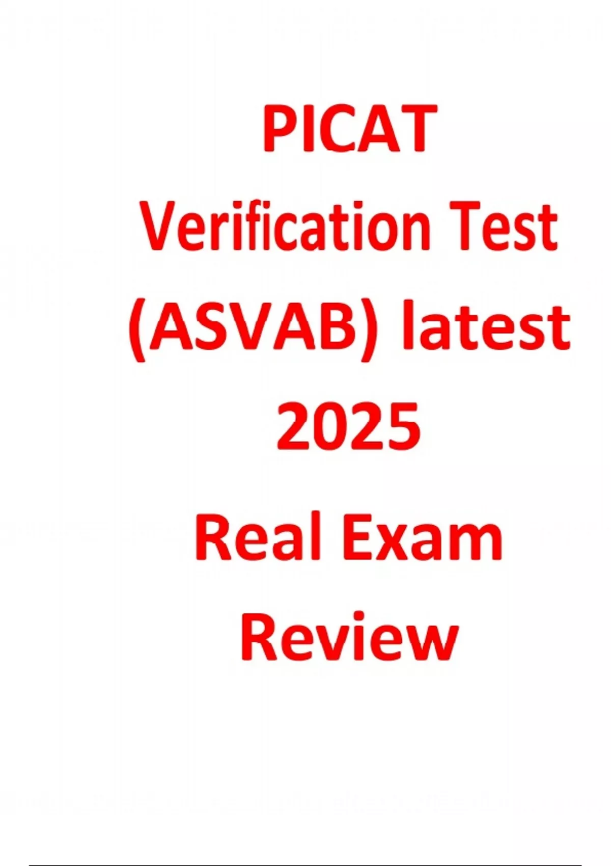 PICAT Verification Test (ASVAB) Latest 2025 Real Exam Review - Picat ...