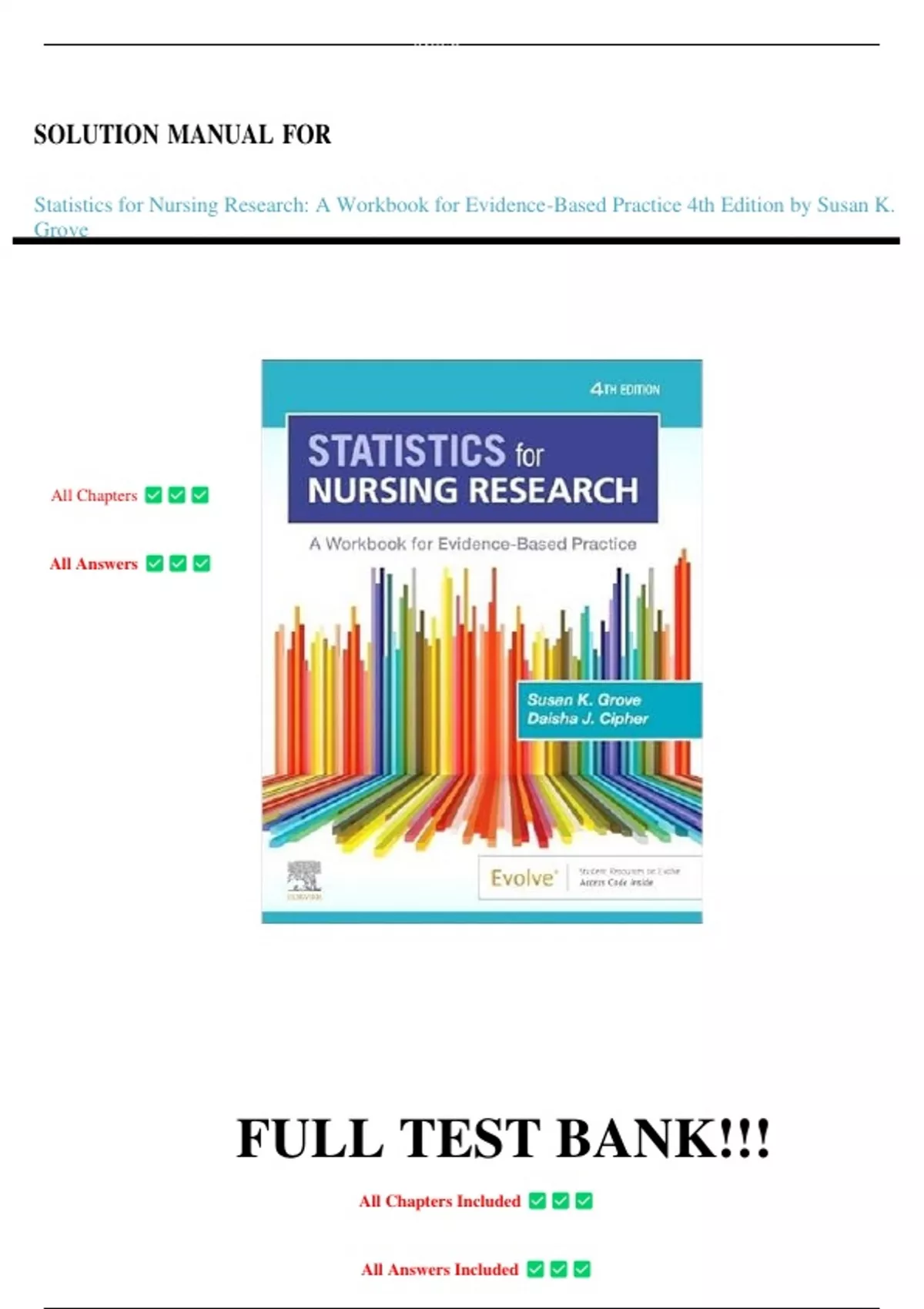 Solution Manual for Statistics for Nursing Research: A Workbook for ...