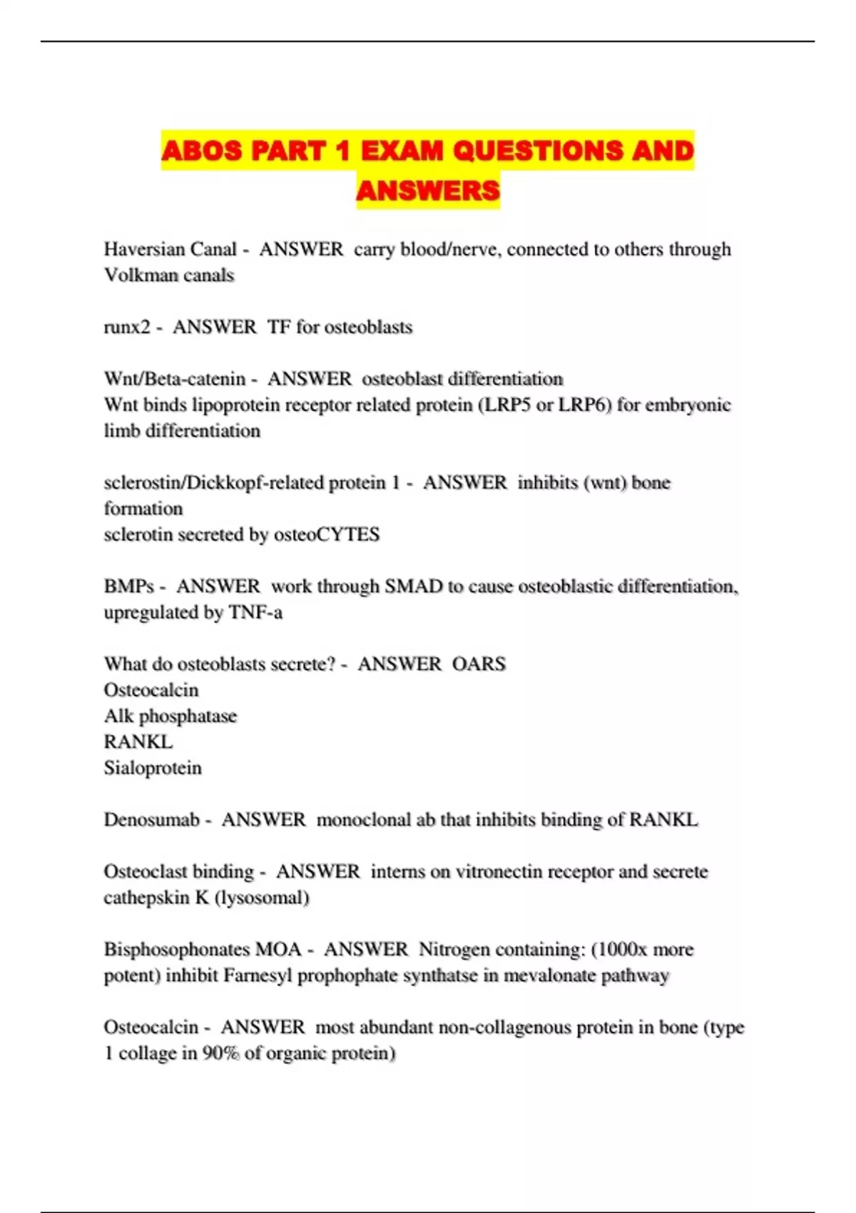 ABOS PART 1 EXAM QUESTIONS AND ANSWERS - ABOS - Stuvia US