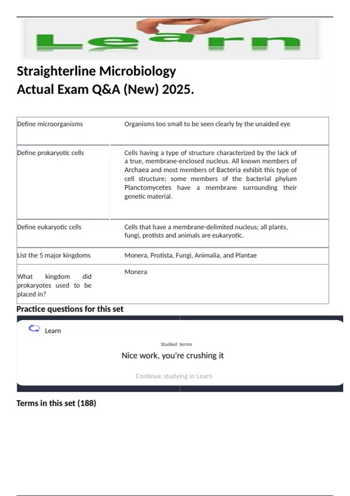 Straighterline Microbiology Actual Exam Q&A (New) 2025 ...