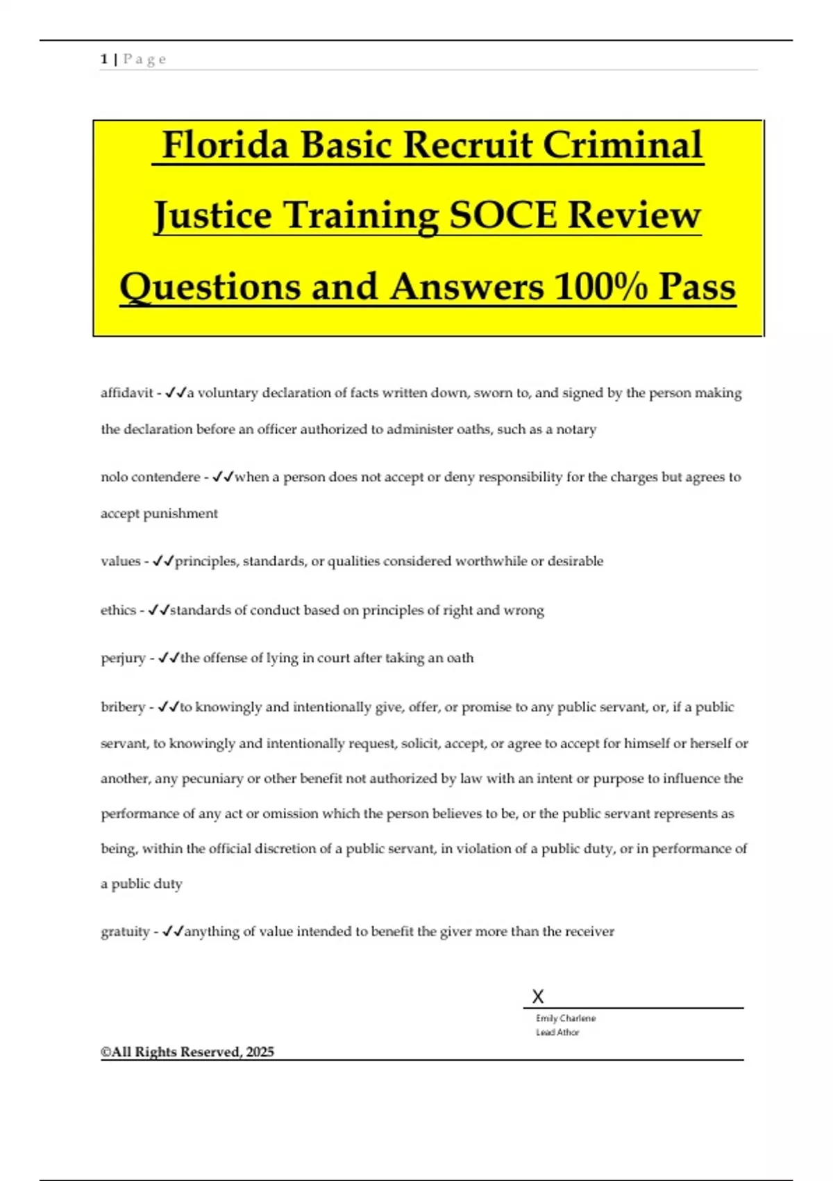 Florida Basic Recruit Criminal Justice Training Soce Review Questions