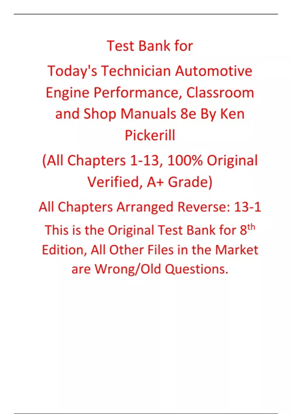 Today's Technician Automotive Engine Performance, Classroom and Shop ...
