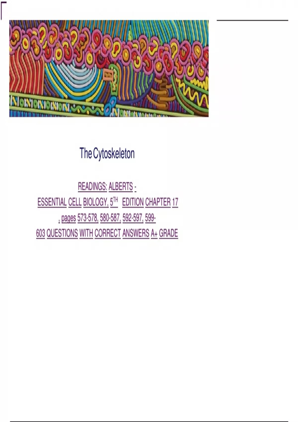 ESSENTIAL CELL BIOLOGY, 5TH EDITION CHAPTER QUESTIONS WITH CORRECT ...