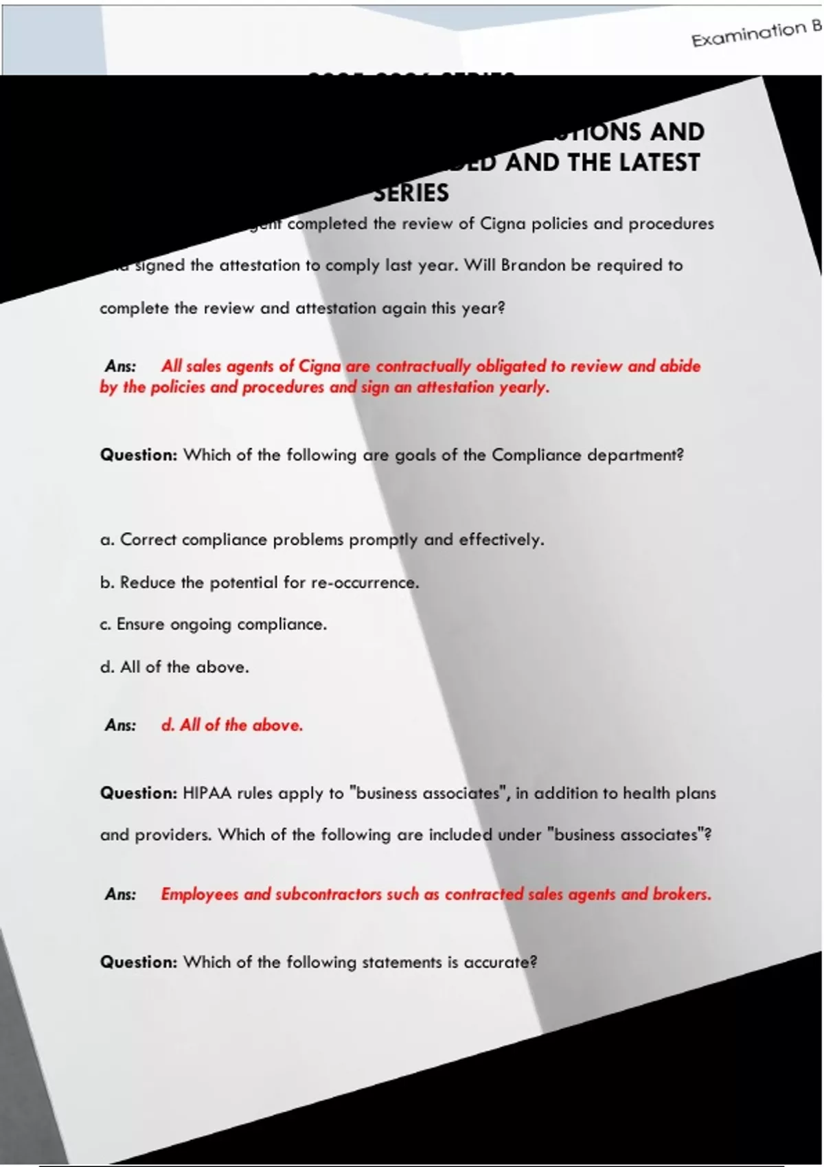SERIES CIGNA COMPLIANCE COMPLETE QUESTIONS AND CORRECT ANSWERS | GRADED ...
