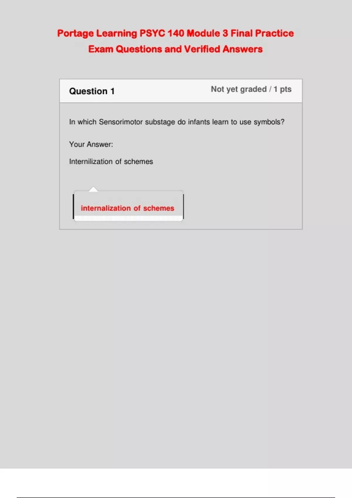 Portage Learning PSYC 140 Module 3 Final Practice Exam Questions and Verified Answers - PSYC 140 ...