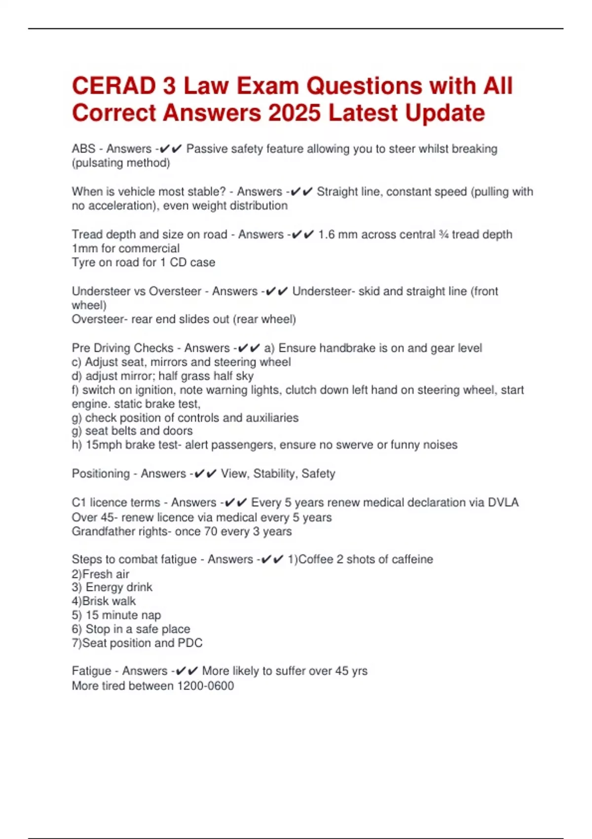CERAD 3 Law Exam Questions with All Correct Answers 2025 Latest Update ...