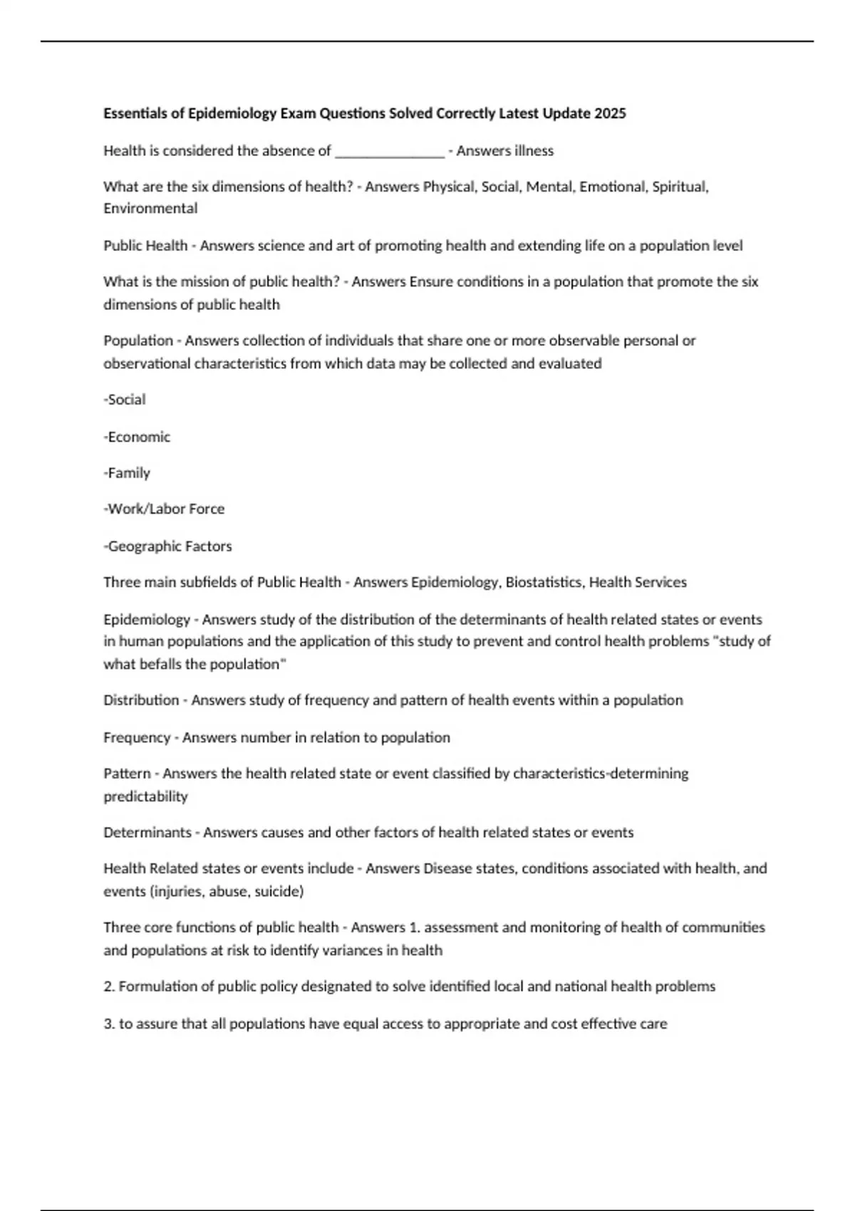 Essentials of Epidemiology Exam Questions Solved Correctly Latest ...