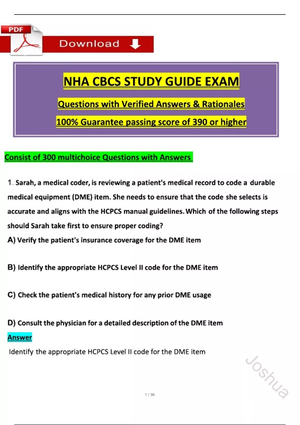 NHA Billing and Coding Specialist Certification (CBCS) Exam Study Guide ...