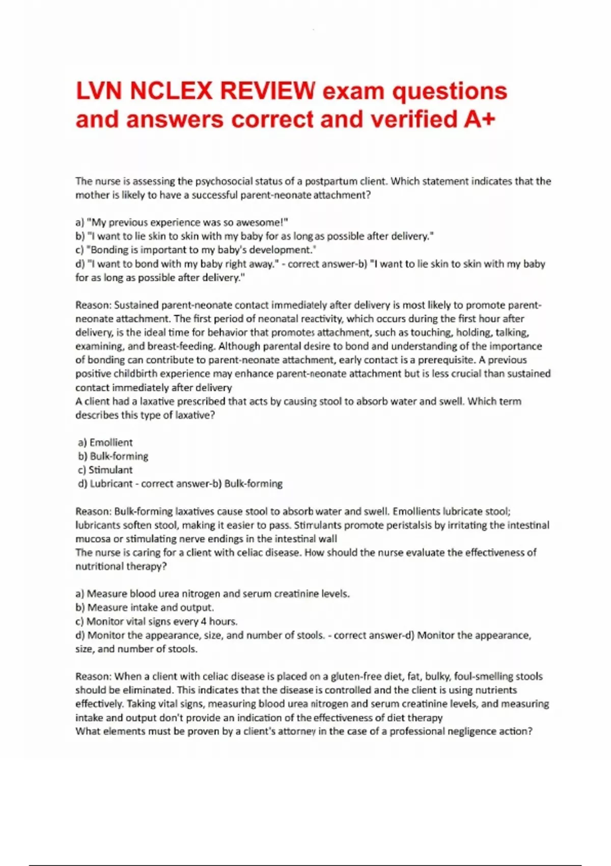 LVN NCLEX REVIEW exam questions and answers correct and verified A.pdf ...