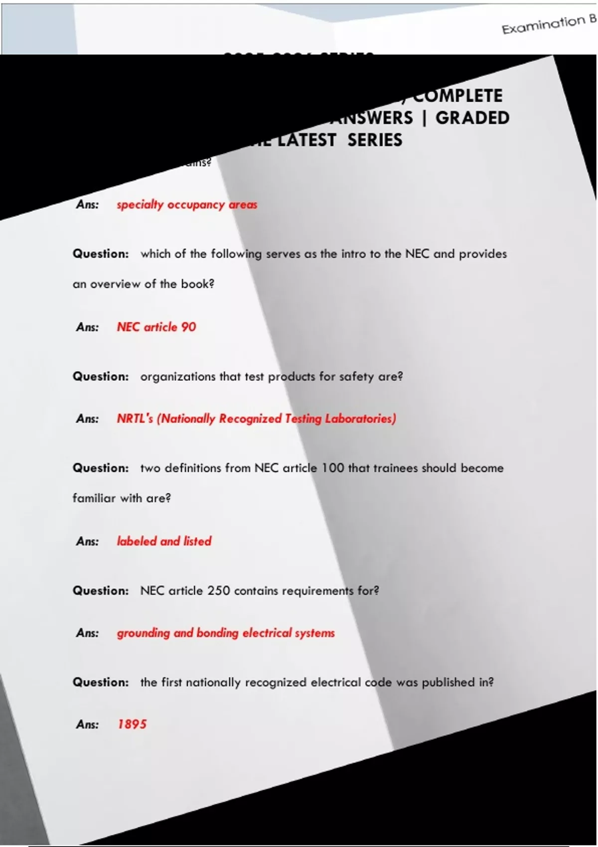 SERIES NCCER ELECTRICAL MODULE 5 (NEC) COMPLETE QUESTIONS AND CORRECT ANSWERS | GRADED AND THE ...