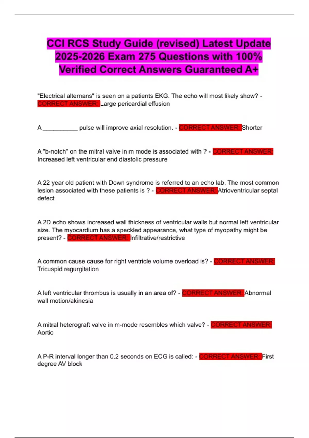 CCI RCS Study Guide (revised) Latest Update Exam 275 Questions with 100 ...