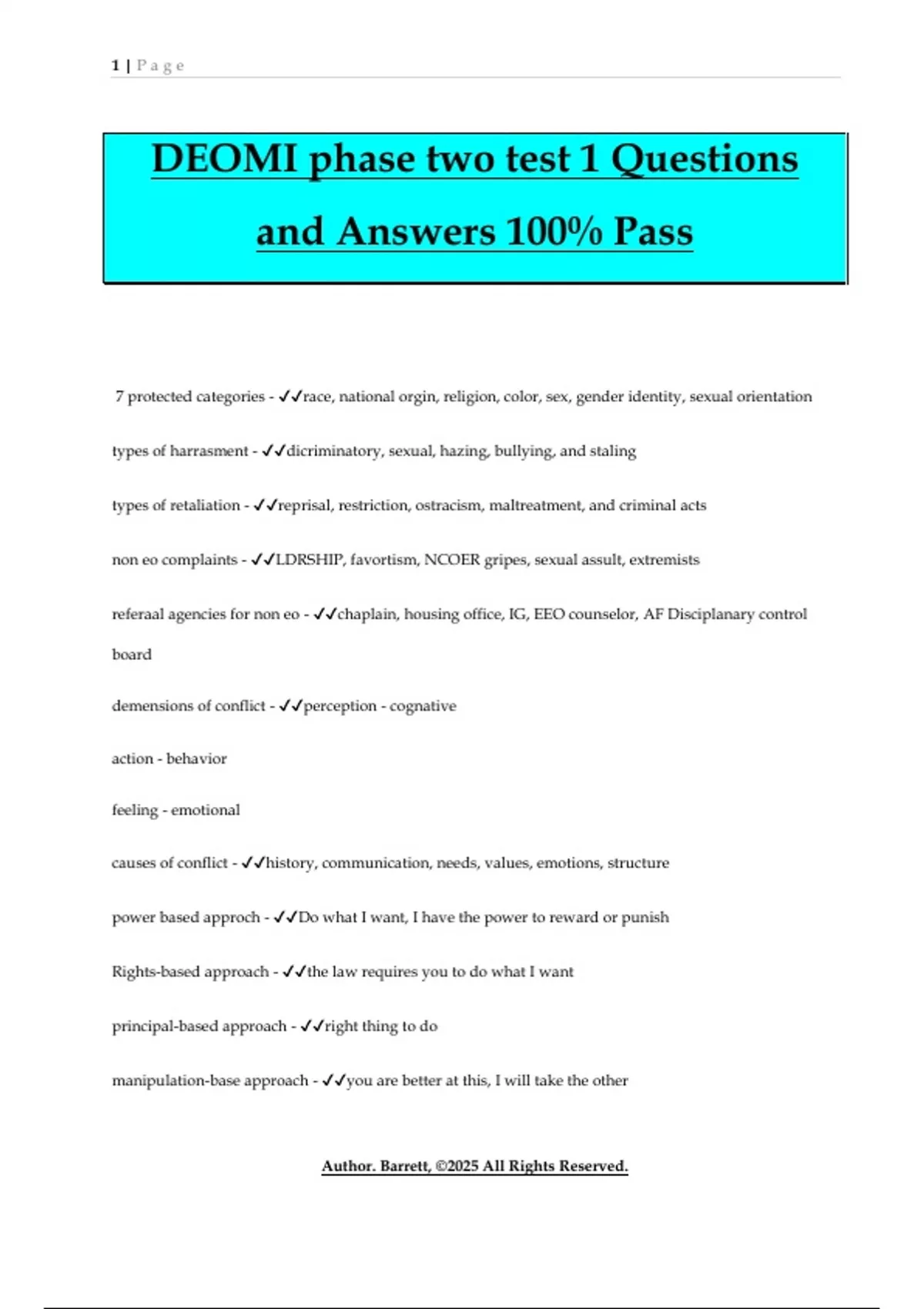 DEOMI phase two test 1 Questions and Answers 100% Pass - DEOMI - Stuvia US