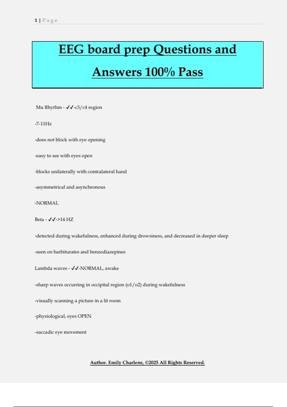 EEG board prep Questions and Answers 100% Pass - EEG - Stuvia US
