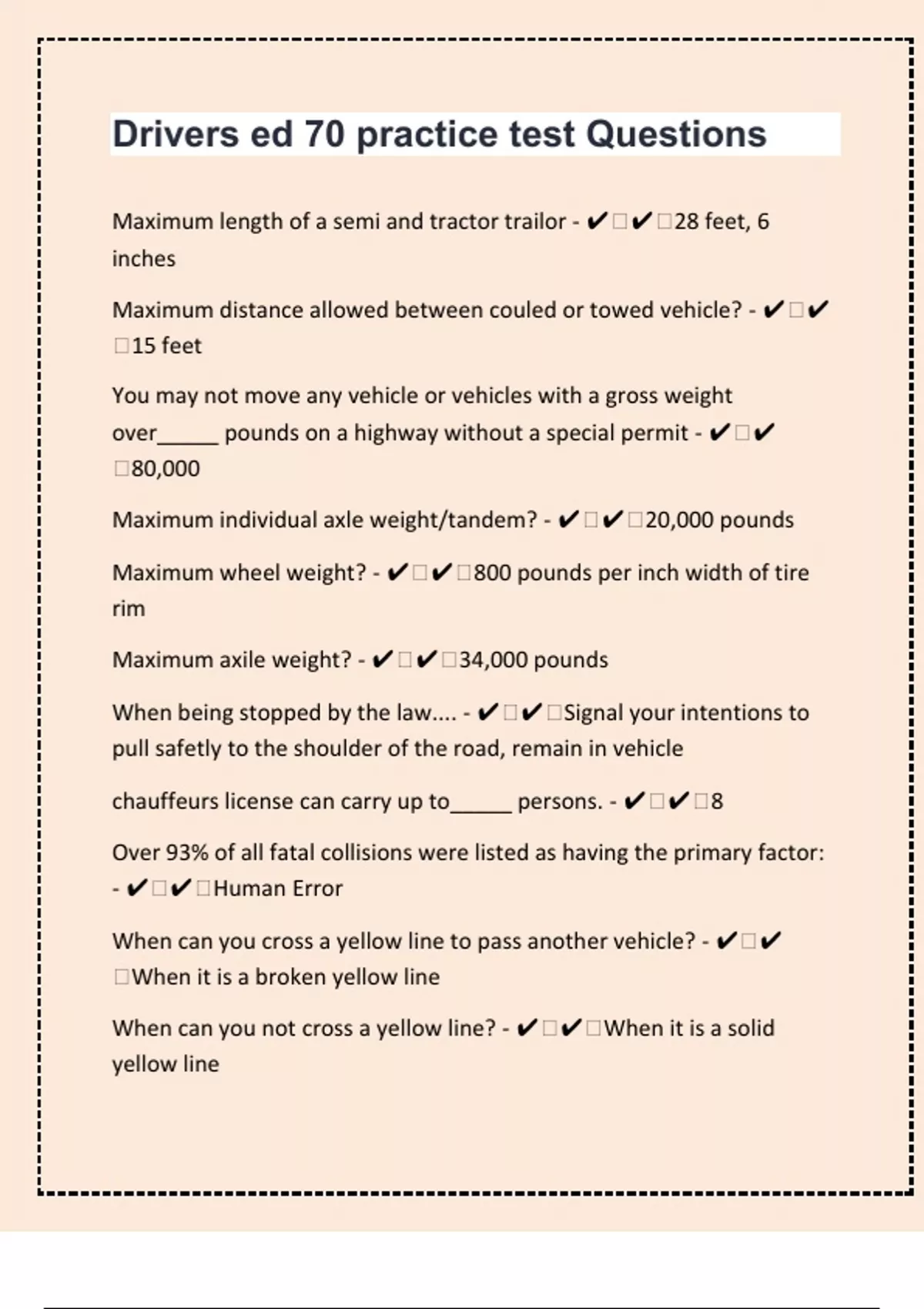 Drivers ed 70 practice test Questions With Correct Complete Solutions ...